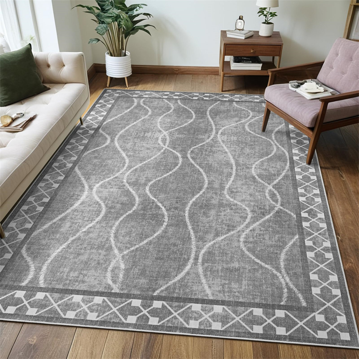 Loon Peak® 5x7 Large Washable Area Rugs For Living Room, Non Slip Low ...