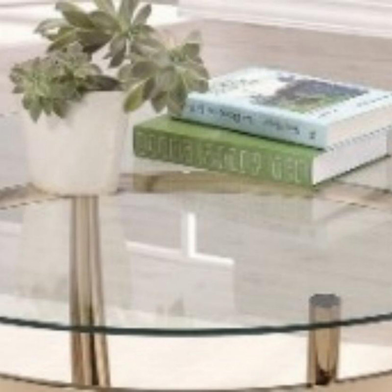 Mercer41 Orlando II Clear Glass & Champagne Finish Coffee Table | Wayfair