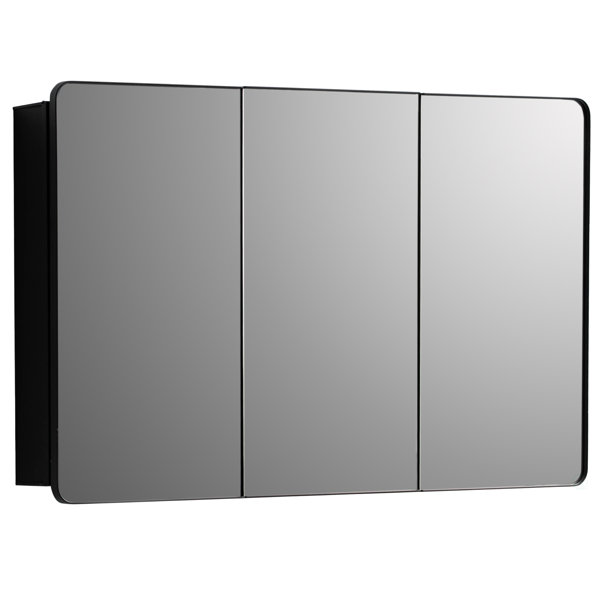 Latitude Run® 3-door Aluminum Bathroom Medicine Cabinet, Round Corner ...