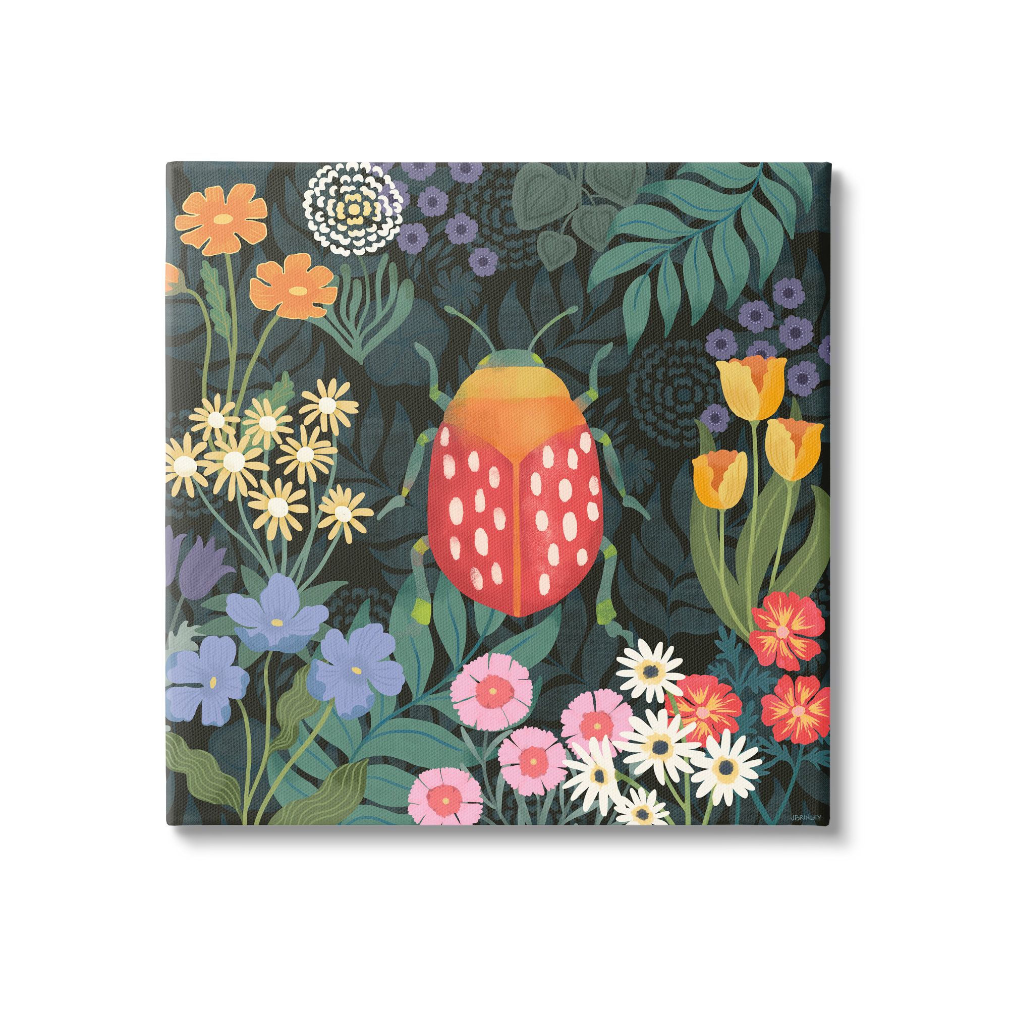August Grove® Garden Patterned Beetle Canvas Wall Art by Jennifer ...