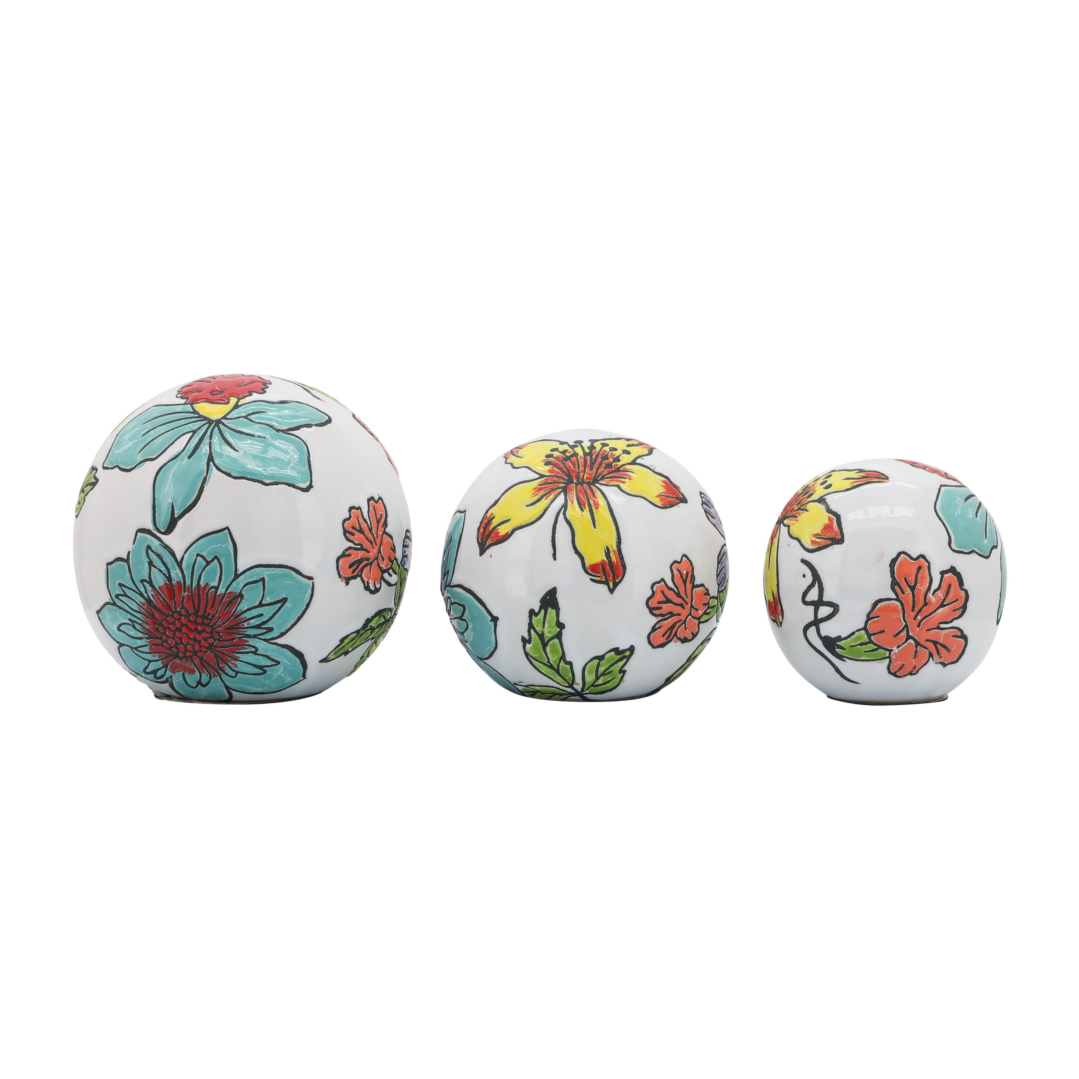 Winston Porter Set of 3 Decorative Orbs Contemporary Multi-Colored ...