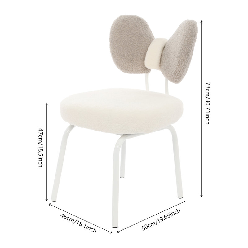 Mercer41 Elegant Butterfly Makeup Vanity Stool With Backrest | Wayfair