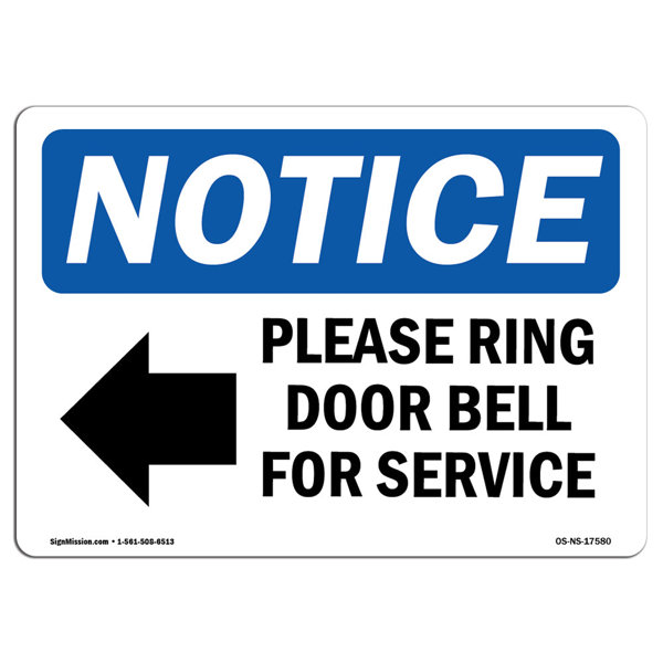 SignMission Please Ring Door Bell for Service Sign with Symbol | Wayfair