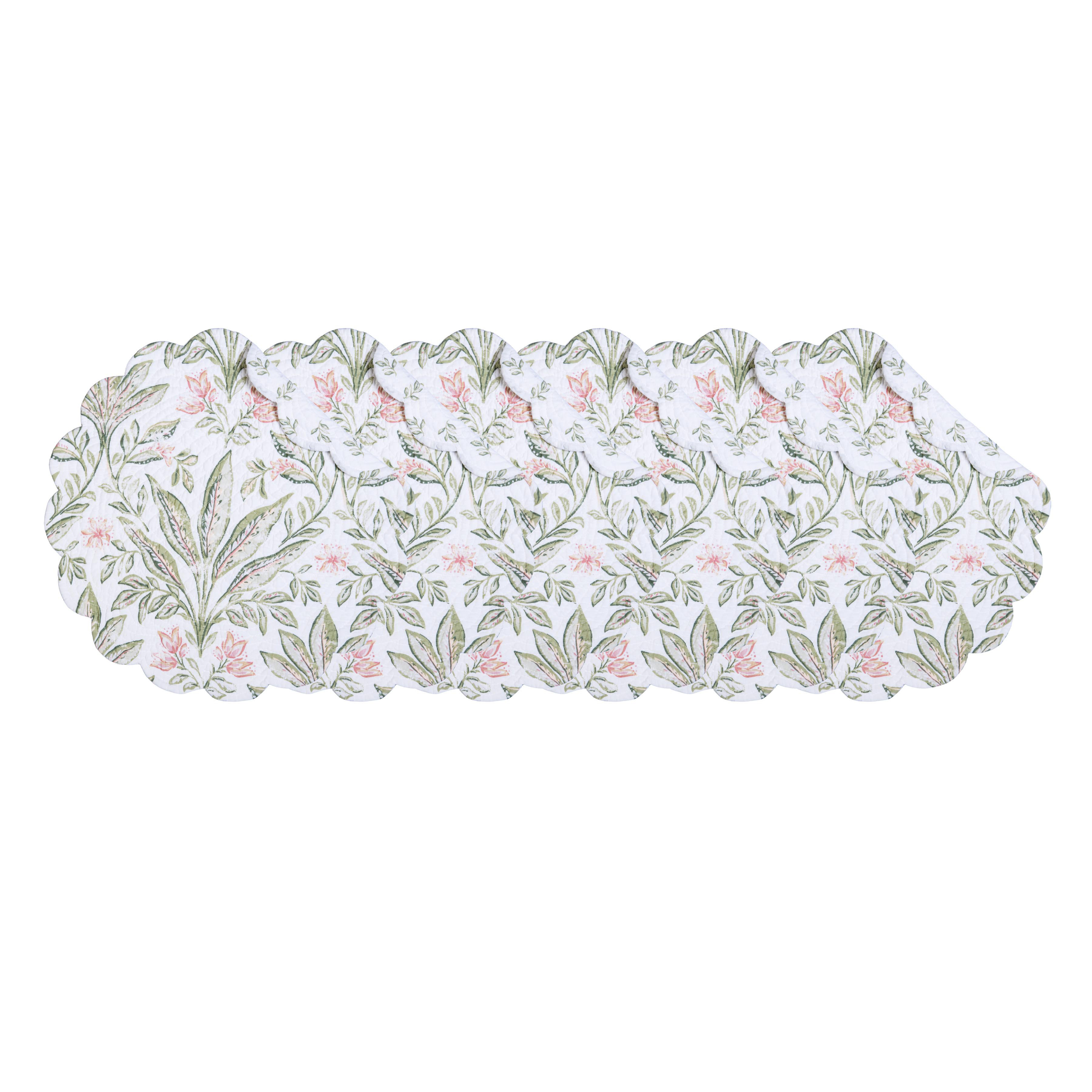 Red Barrel Studio® Lana Palms Round Scallop Quilt Placemats Set of 6 ...