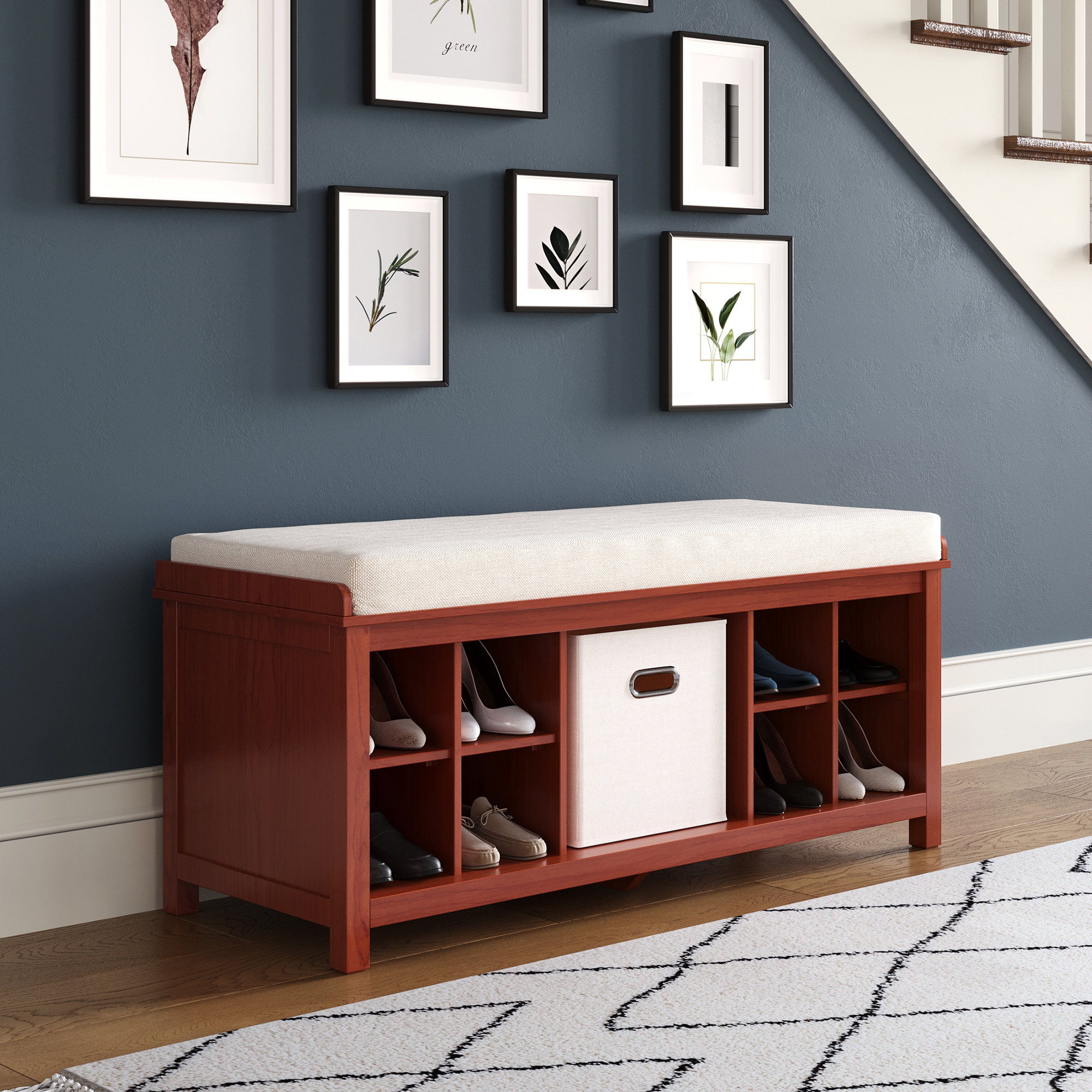 John Louis Home Solid Wood Entry Bench with Shoe Dividers and 1-Bin ...