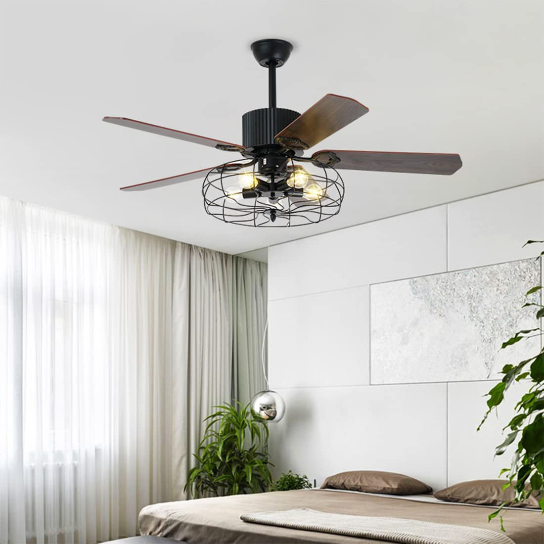Williston Forge 52'' Farmhouse 5 Ceiling Fan Black ,Industrial Ceiling ...