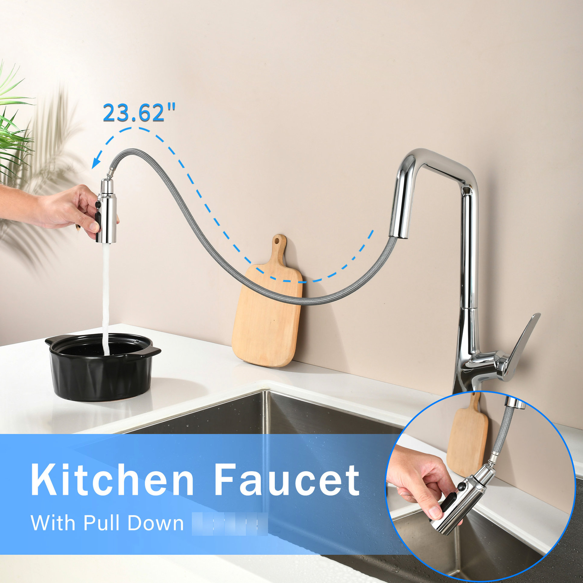 Ivy Bronx Kitchen Faucet With 3 Function , One Touch Switching Feature ...