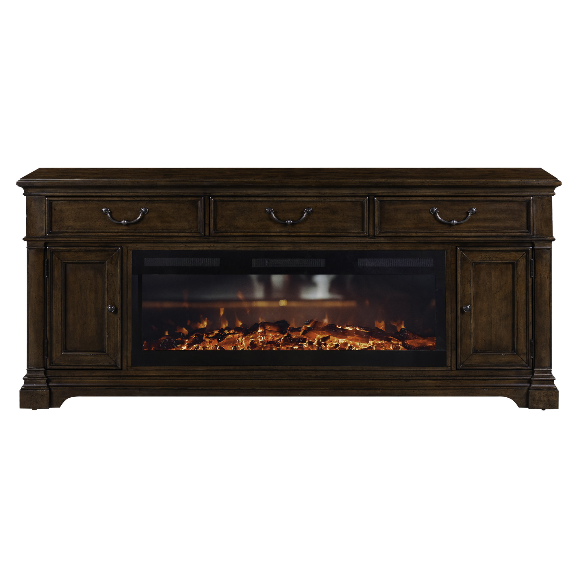 Red Barrel Studio® Tawona 84 Inch TV Console W/ Firebox | Wayfair
