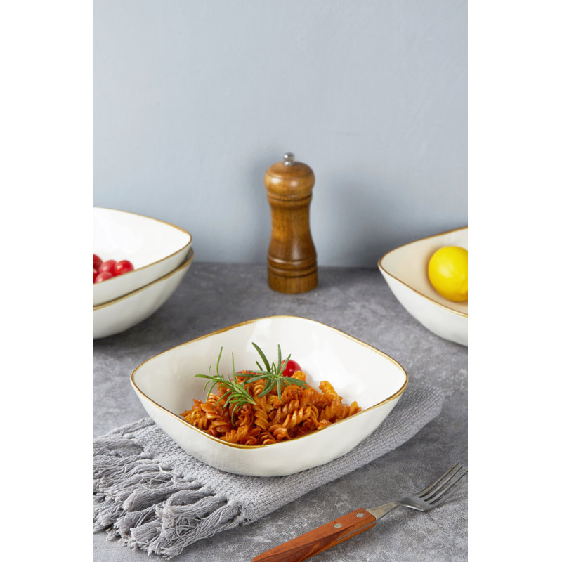 Famiware 8'' Stoneware Large Square Pasta Bowl (Set of 4) & Reviews ...