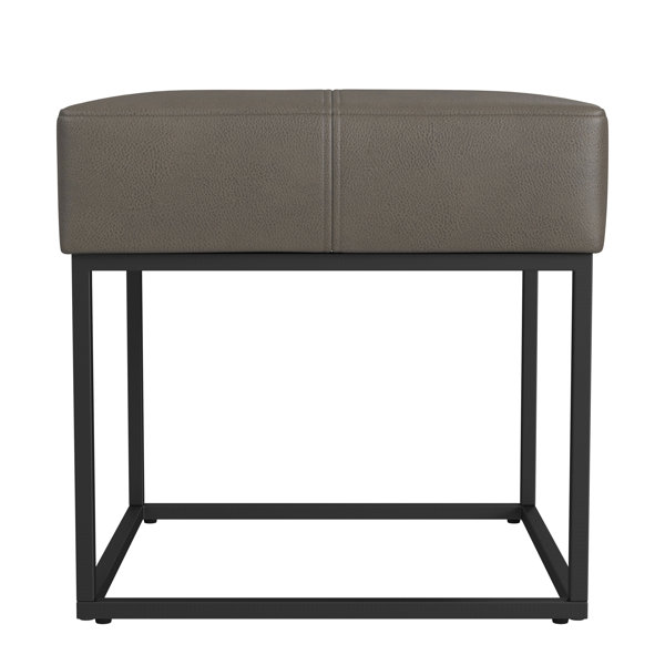 Homepop Small Square Metal Ottoman - Faux Leather & Reviews | Wayfair