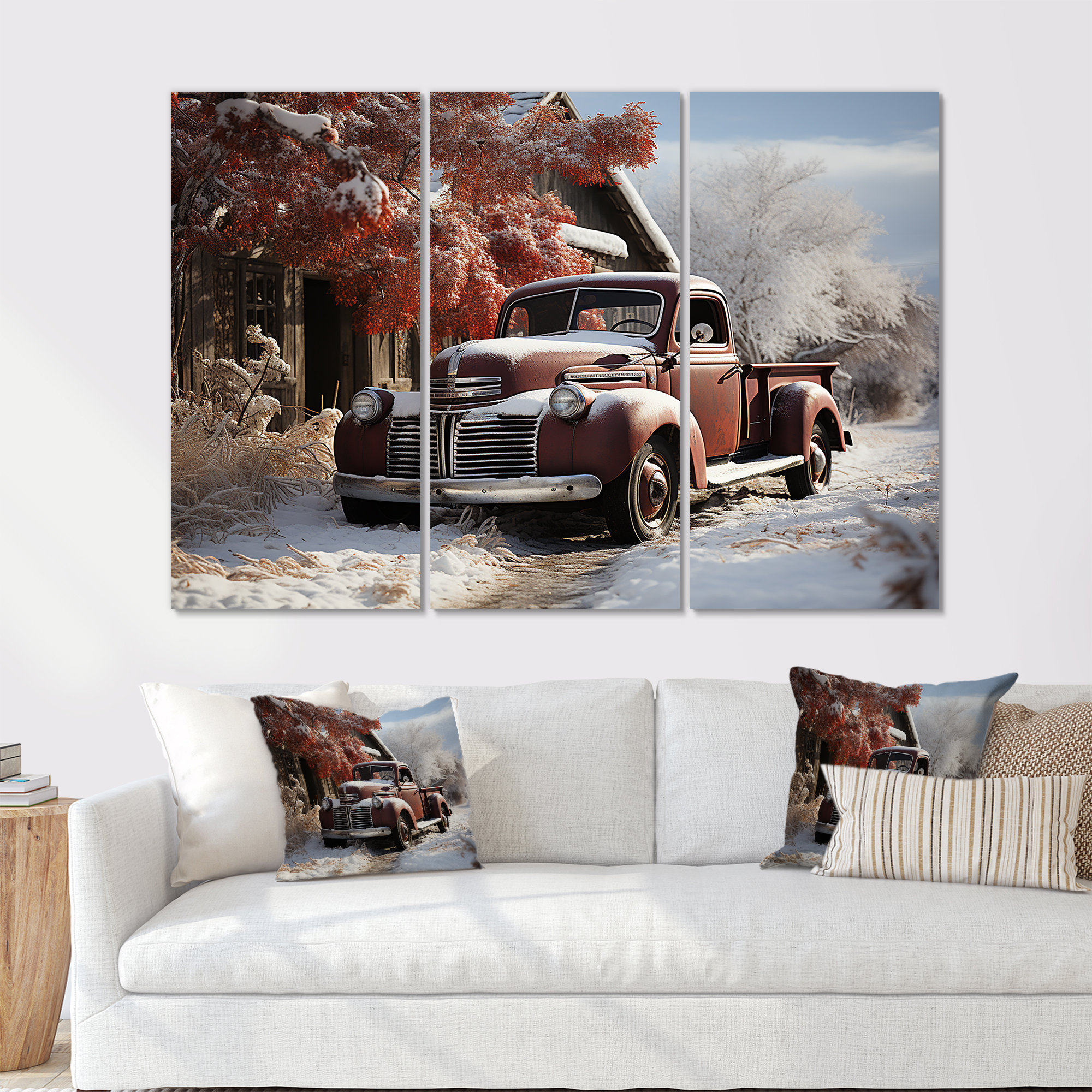 Trent Austin Design Truck Pickup Charm In Winter - Truck Pickup Canvas ...