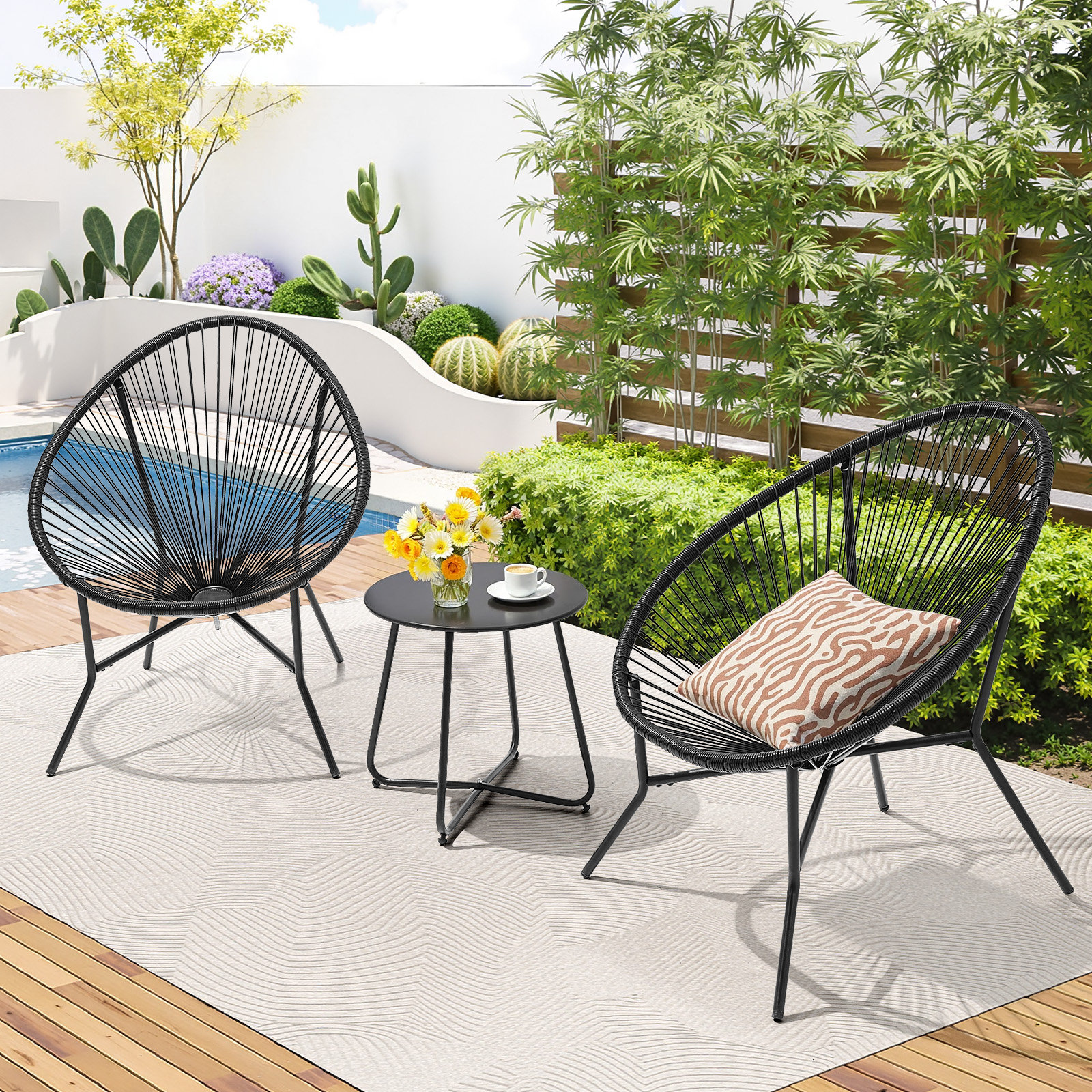 George Oliver Clancy 3 Piece All-Weather Modern Patio Acapulco Chair ...