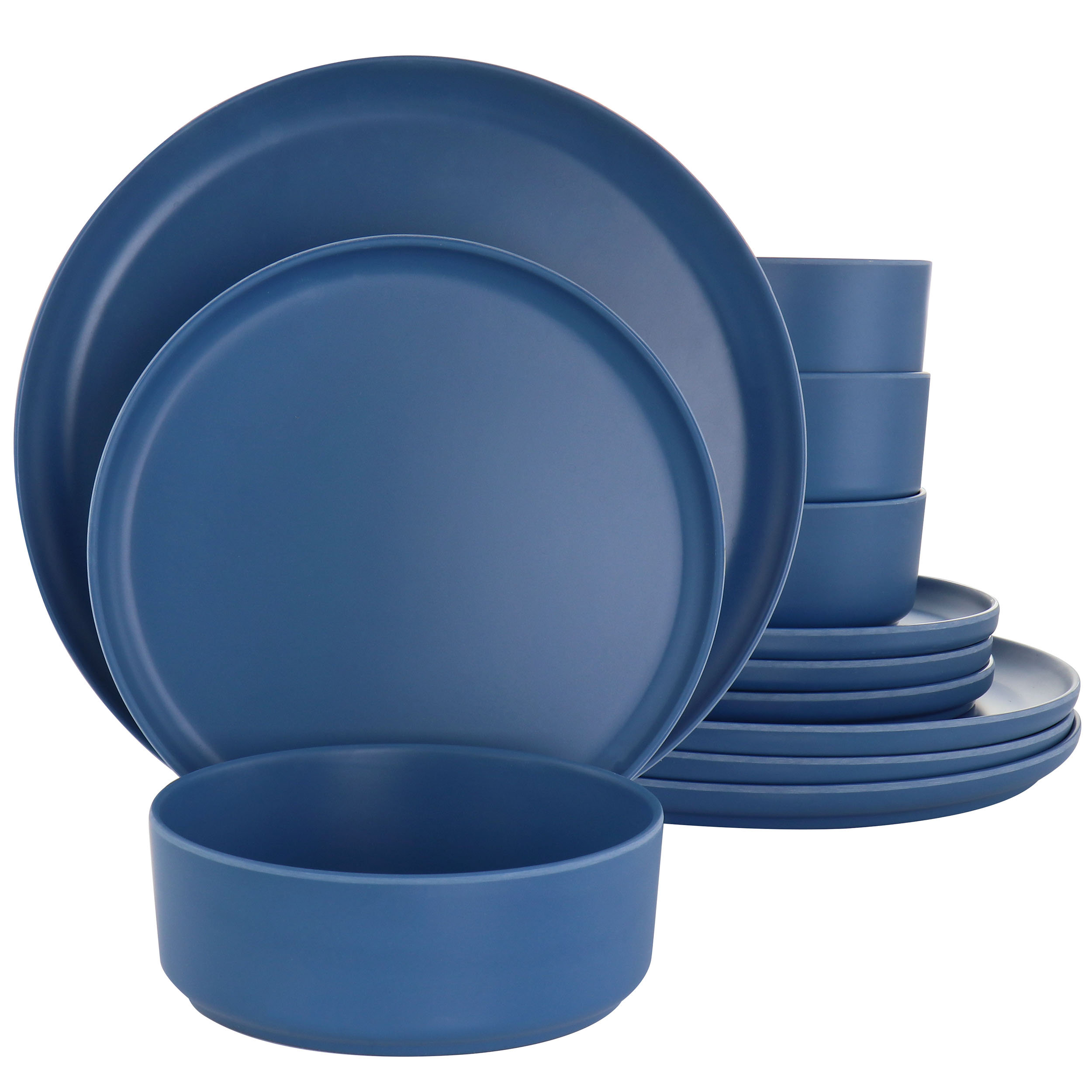 Gibson Home Canyon Crest 12 Piece Round Melamine Dinnerware Set In Blue ...