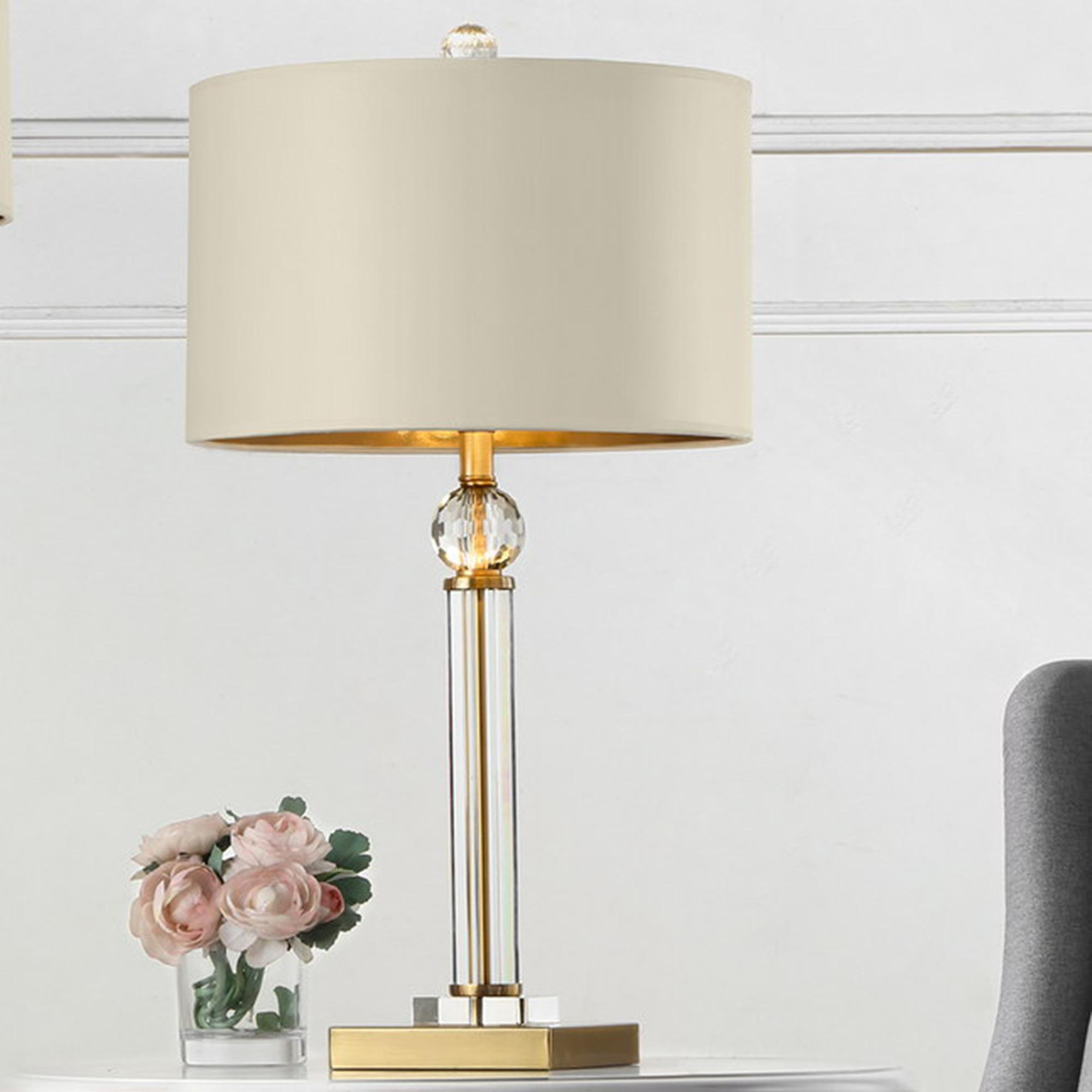 Corrigan Studio® 29.5-Inch Perspicio Solid Crystal Gold Column Table ...