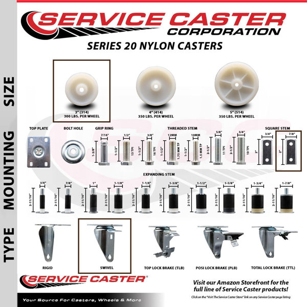 Service Caster Nylon Casters | Wayfair