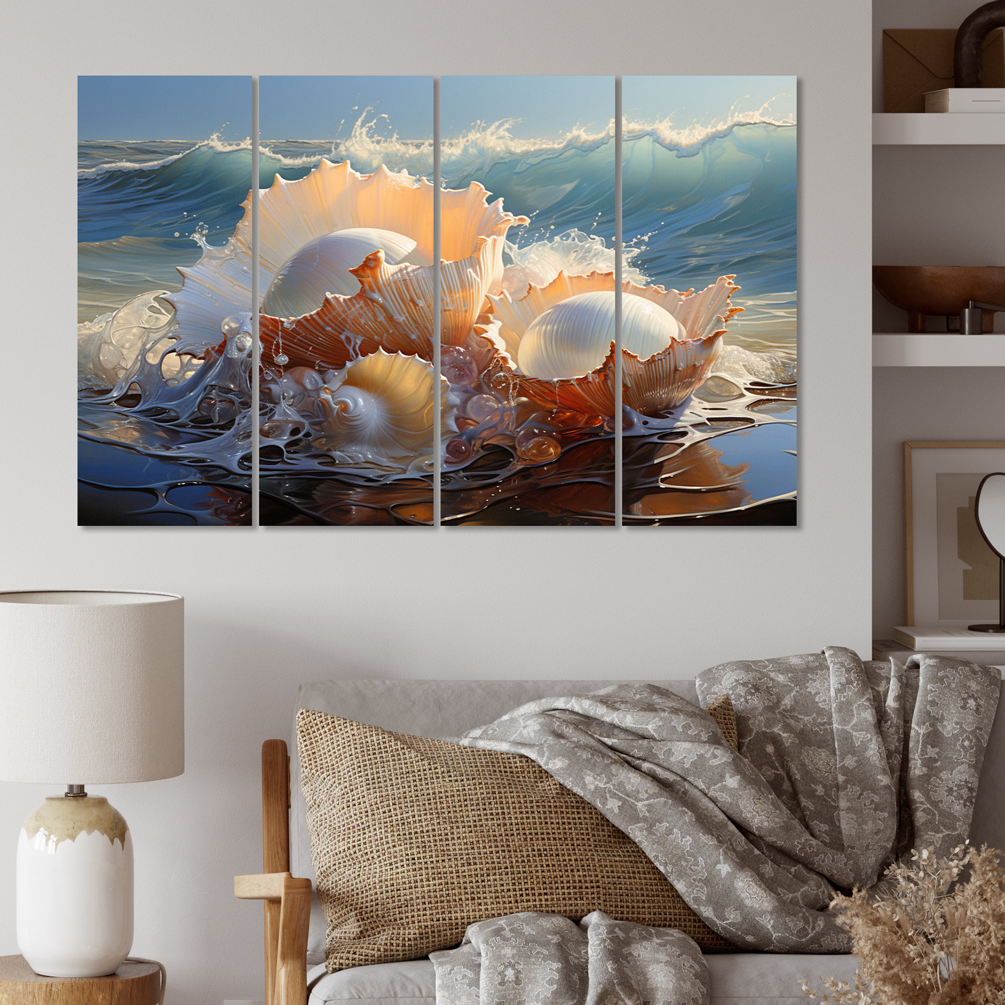 Highland Dunes White Seashells On The Beach - Animals Canvas Prints - 4 ...