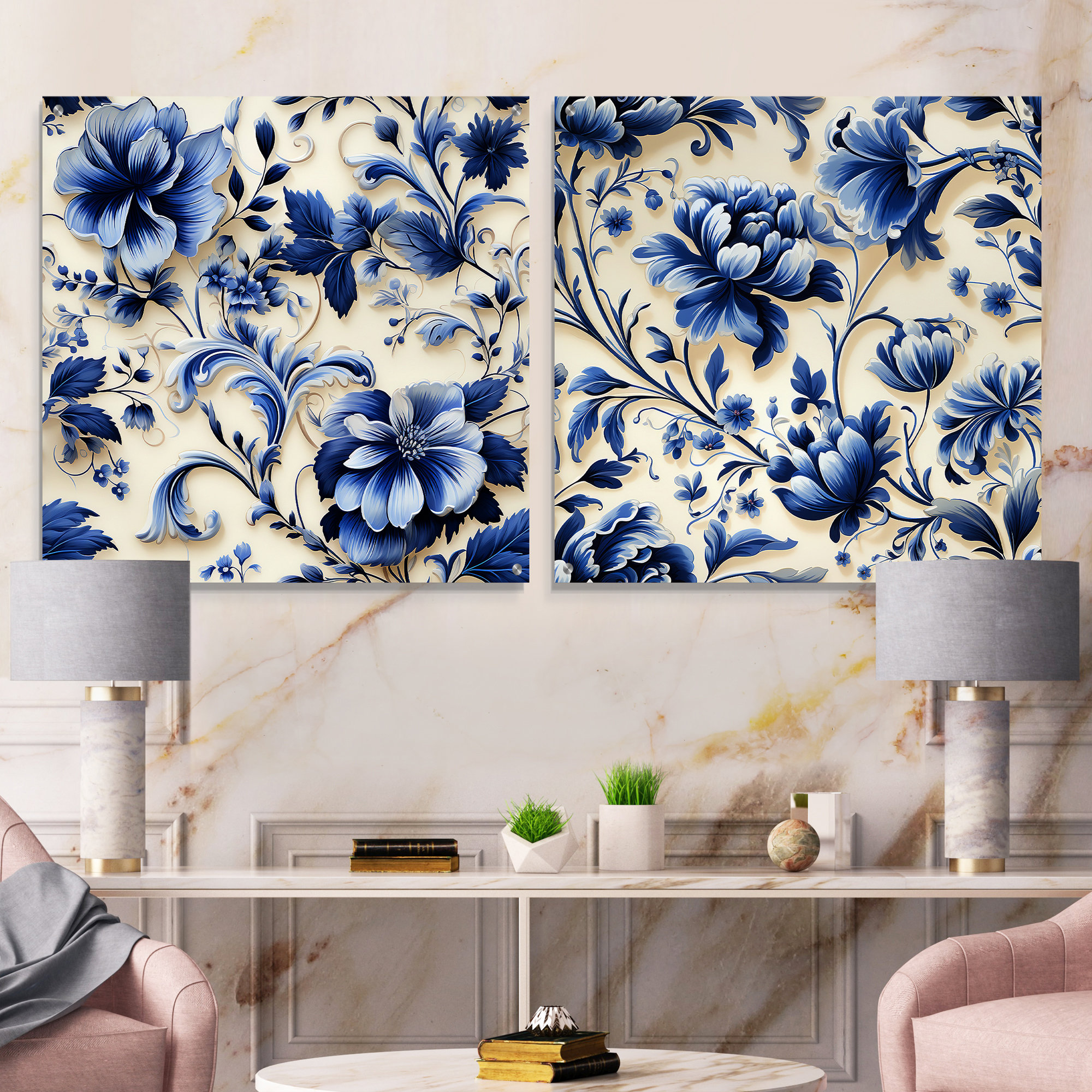 Lark Manor™ Cobalt Blue Ornamental Friezes Victorian Pattern - Floral ...