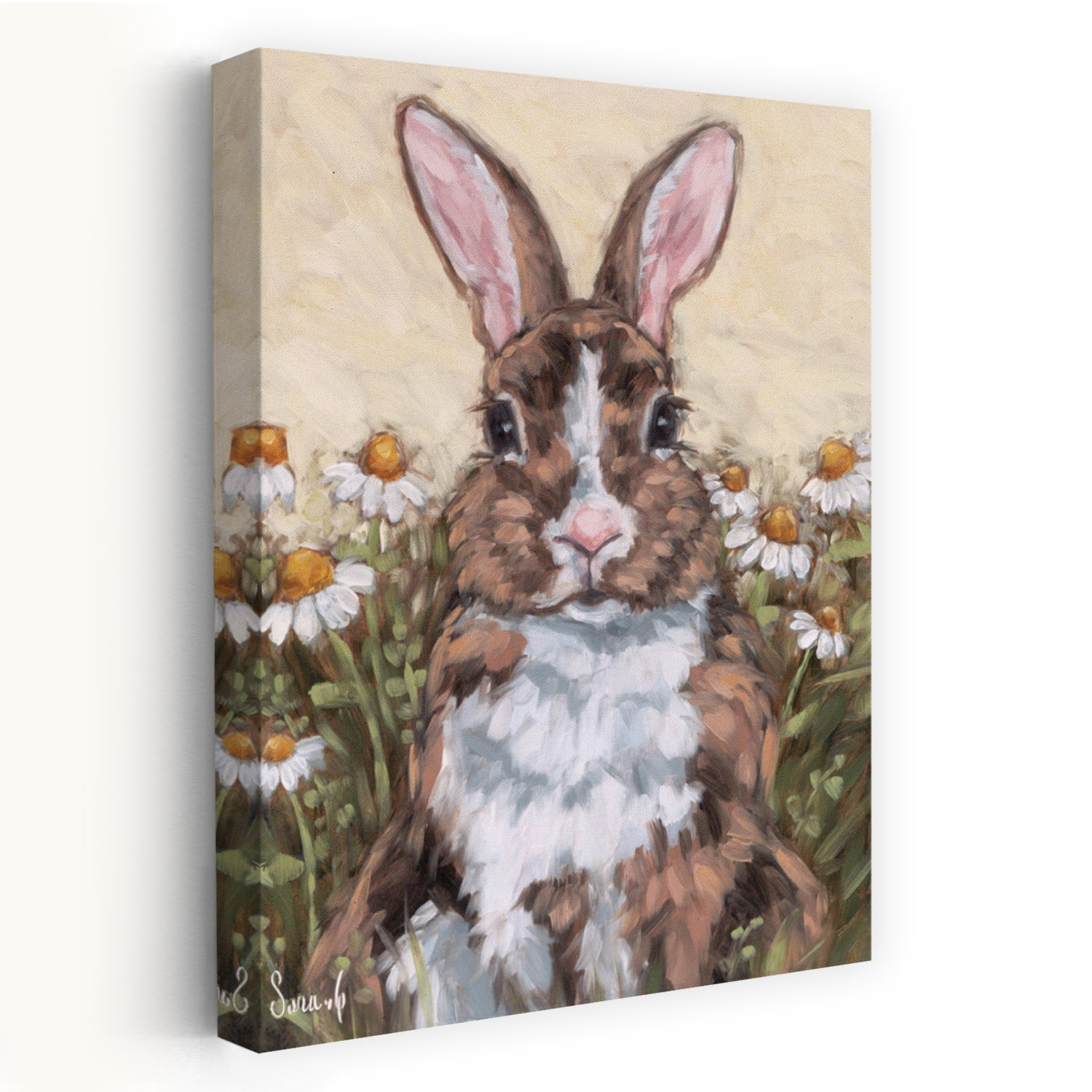 August Grove Whiskers And Wildflowers - Contemporary Brown Rabbit Close ...