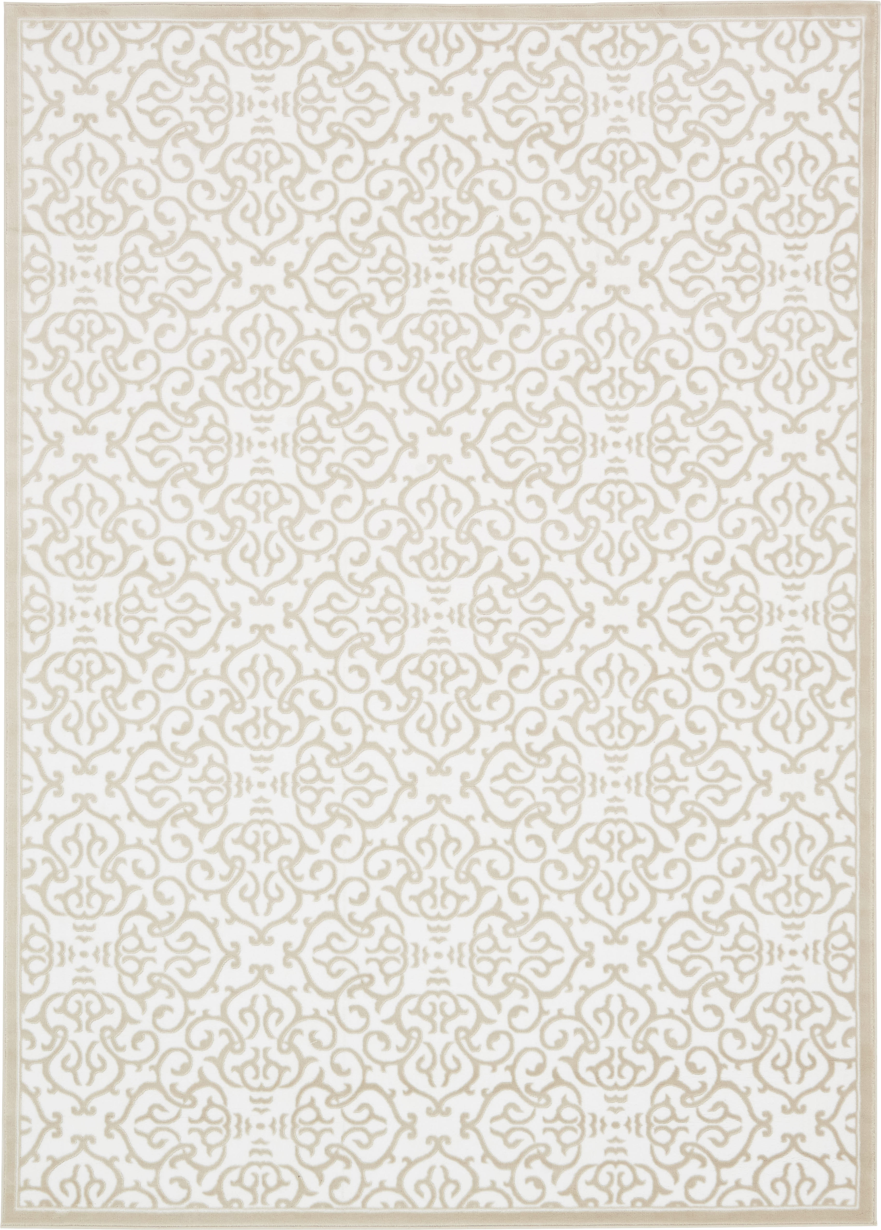 Charlton Home® Anah Damask Snow White/Beige Area Rug & Reviews | Wayfair