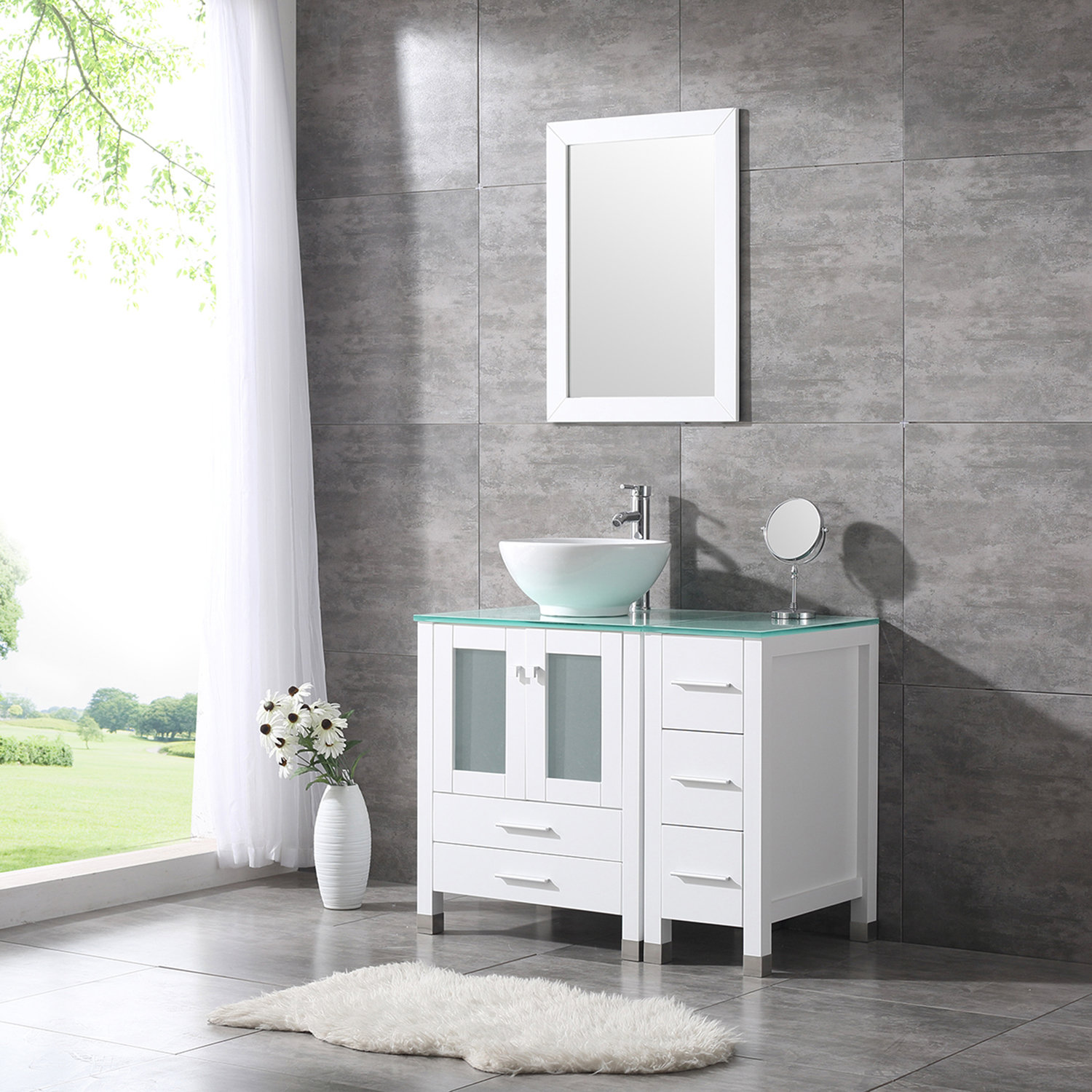Ebern Designs Tengelsen 36.6" Single Bathroom Vanity Set with Mirror ...