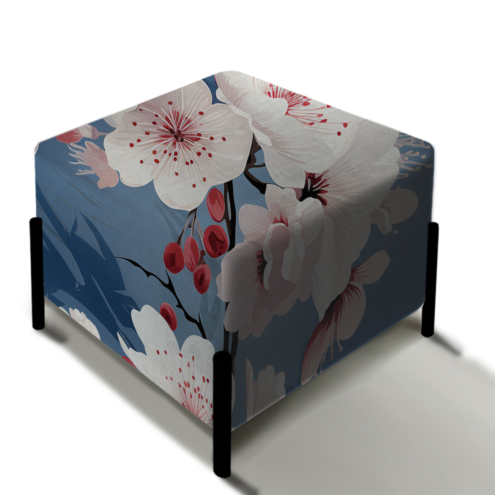 Design Art Pink And Blue Cherry Blossom Floral Pattern - Floral Square ...