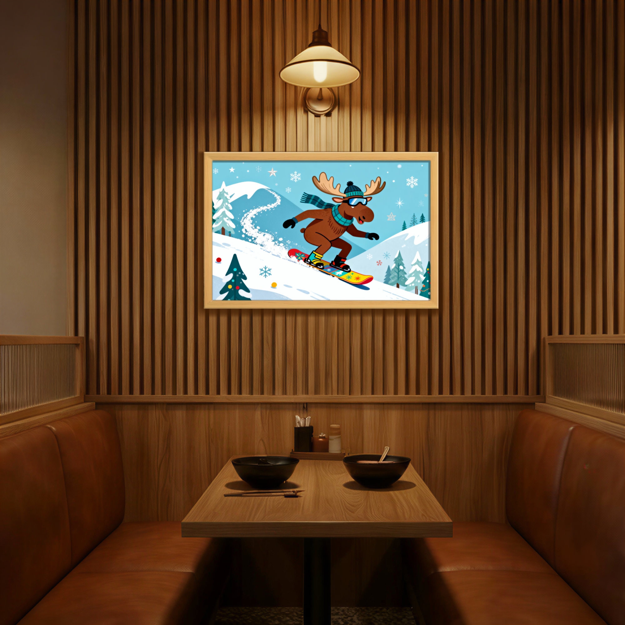 Foundry Select Christmas Moose Skiing Winter Mountain Scene With Trees ...