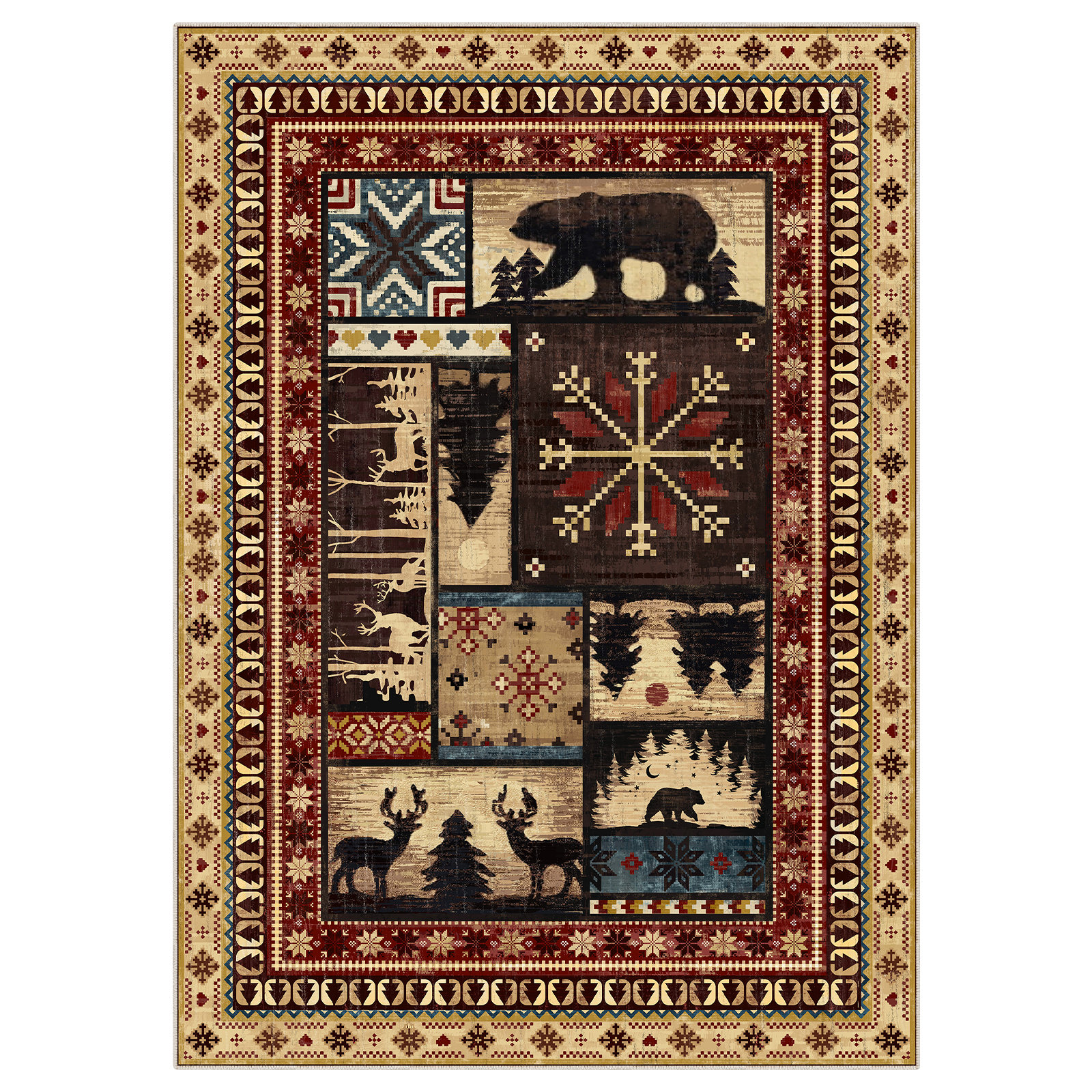 Millwood Pines Southwestern Brown Animal Printed Non-slip Washable Area ...