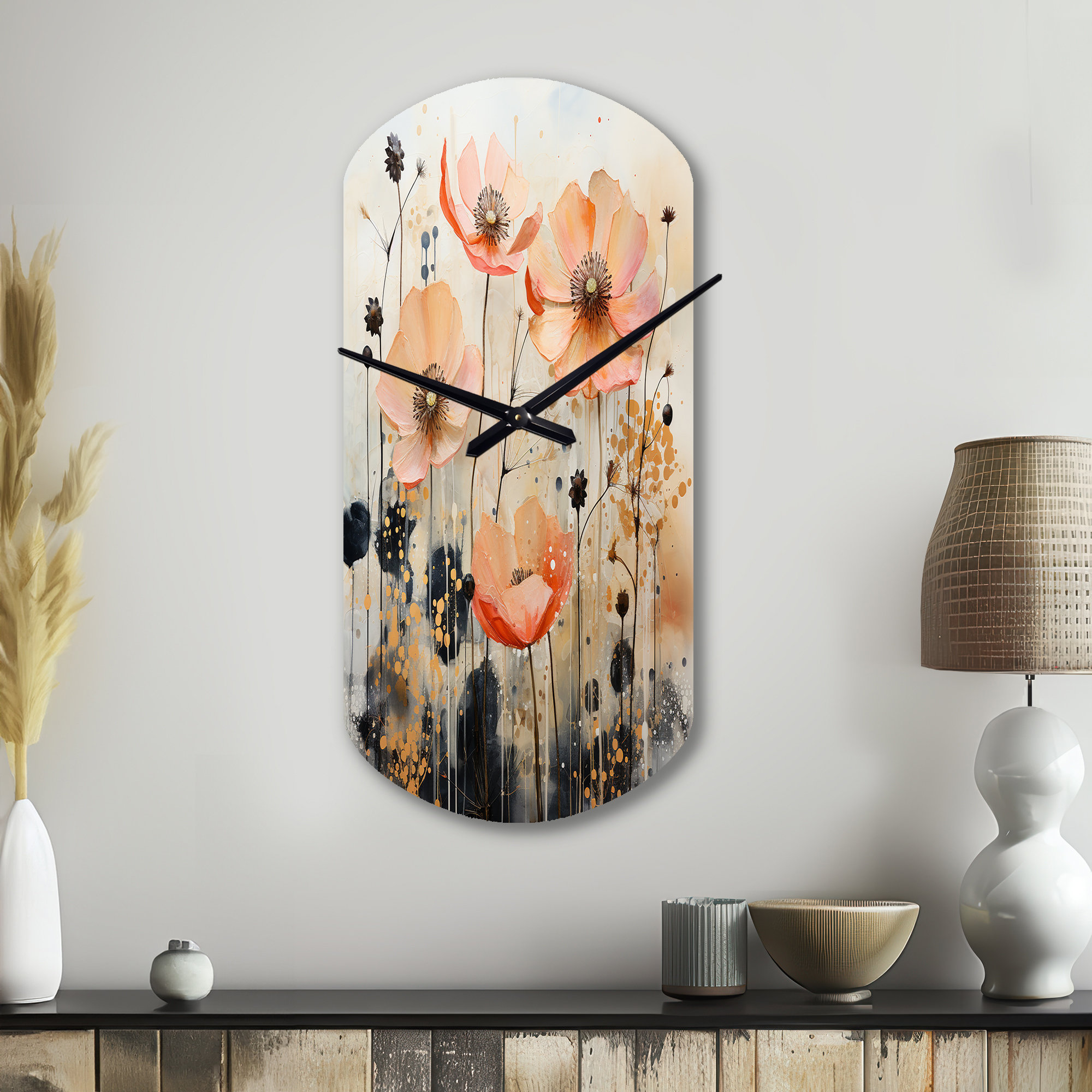 Design Art Peach Blossoming Abstractions I - Botanicals Asymmetrical ...