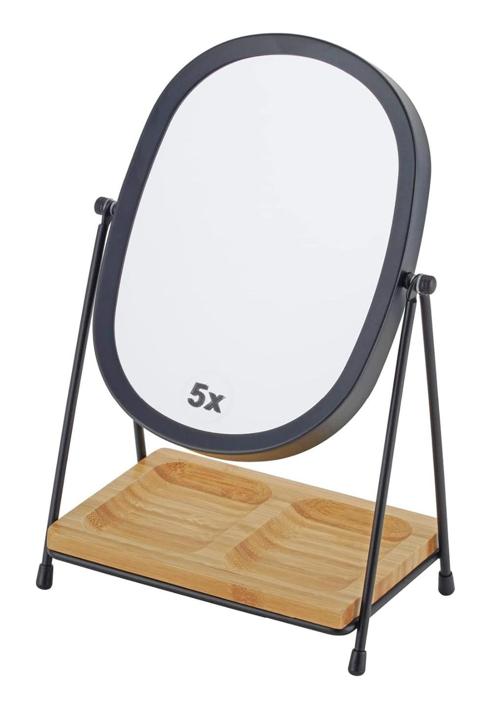 Ebern Designs Tabletop 5X/1X Magnifying Makeup Mirror With Squared ...