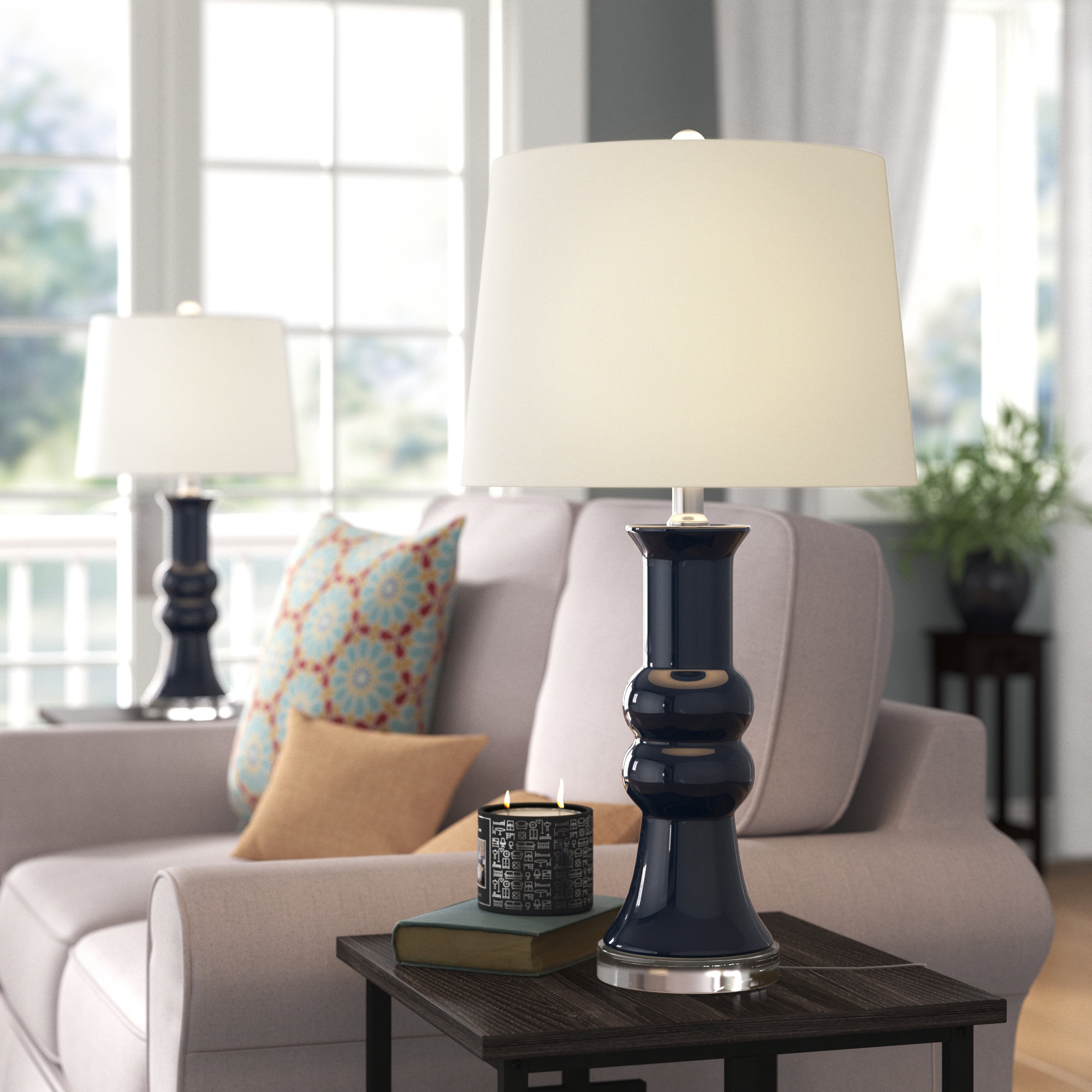 Lark Manor™ Fiskeville 26" Navy Table Lamp Set & Reviews | Wayfair