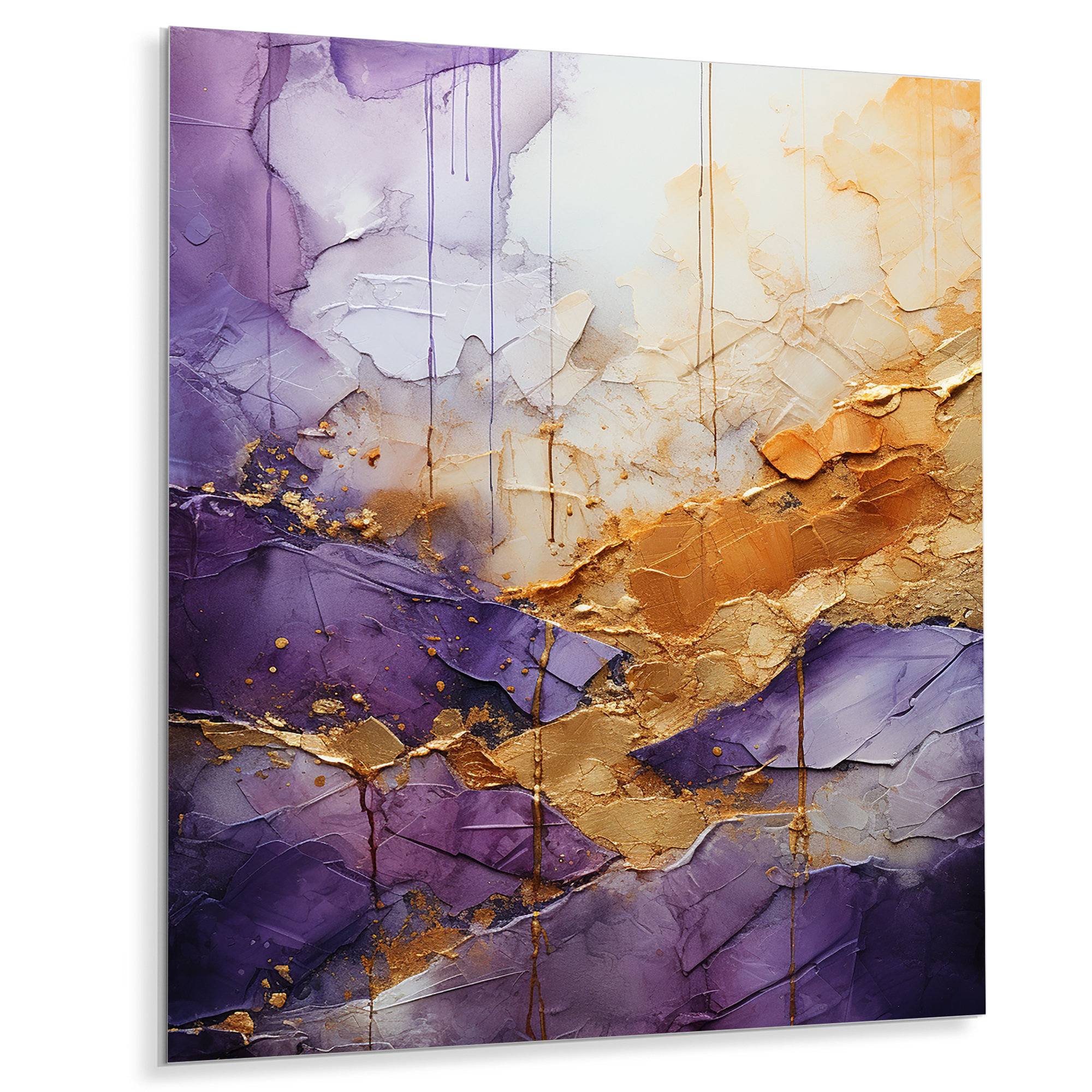 Latitude Run® Gold Purple Abstract Fractal I - Abstract Metal Wall Art ...