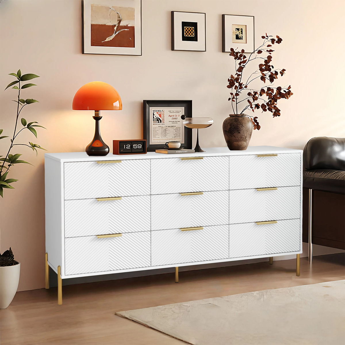 POLGIT 47.2"W Modern Design Drawers Dresser, 9 Drawers | Wayfair