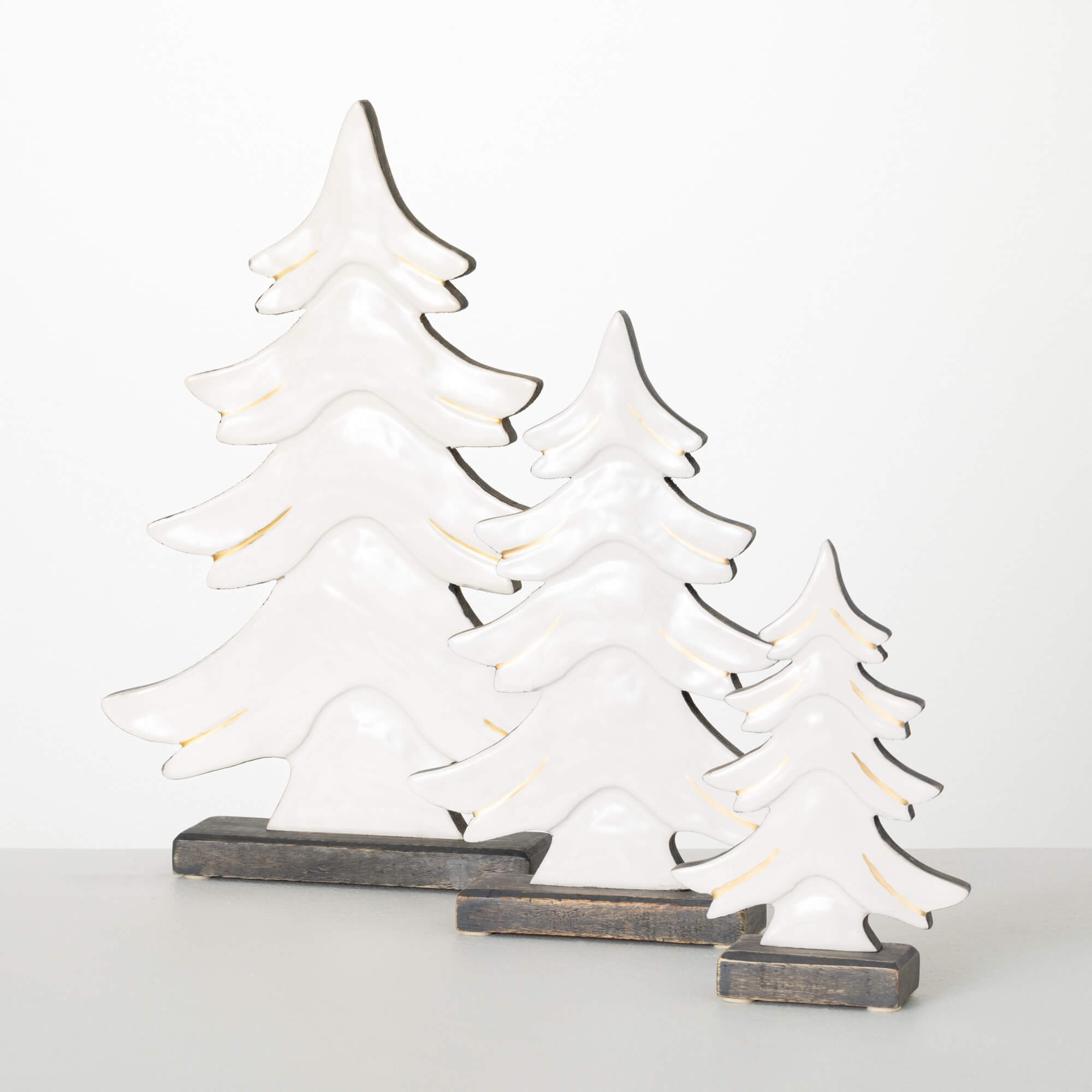 The Holiday Aisle® 16.75", 12.5" & 8.75" Christmas Stylish White Wood ...
