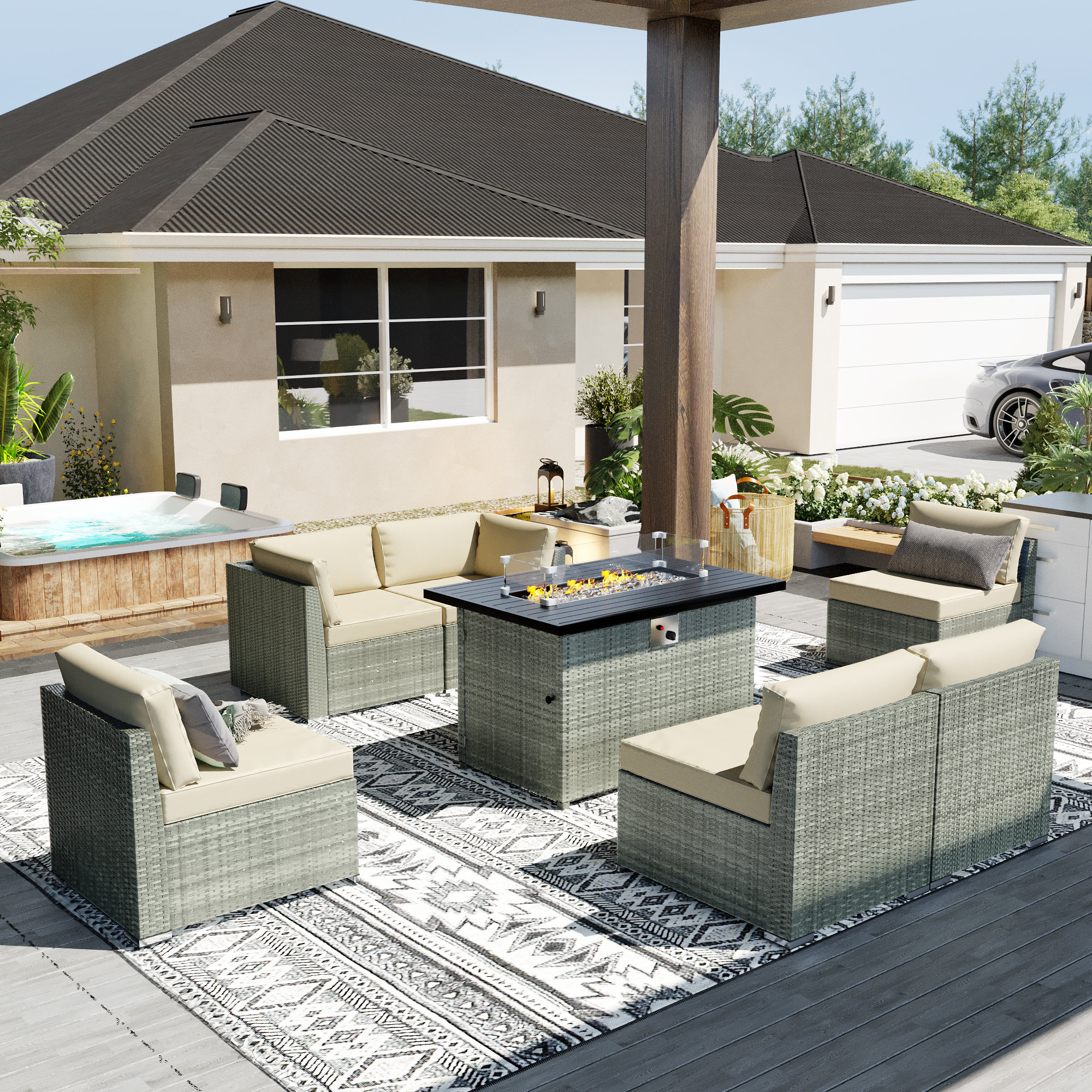 Latitude Run® Pam 6 - Person Outdoor Seating Group with Cushions | Wayfair