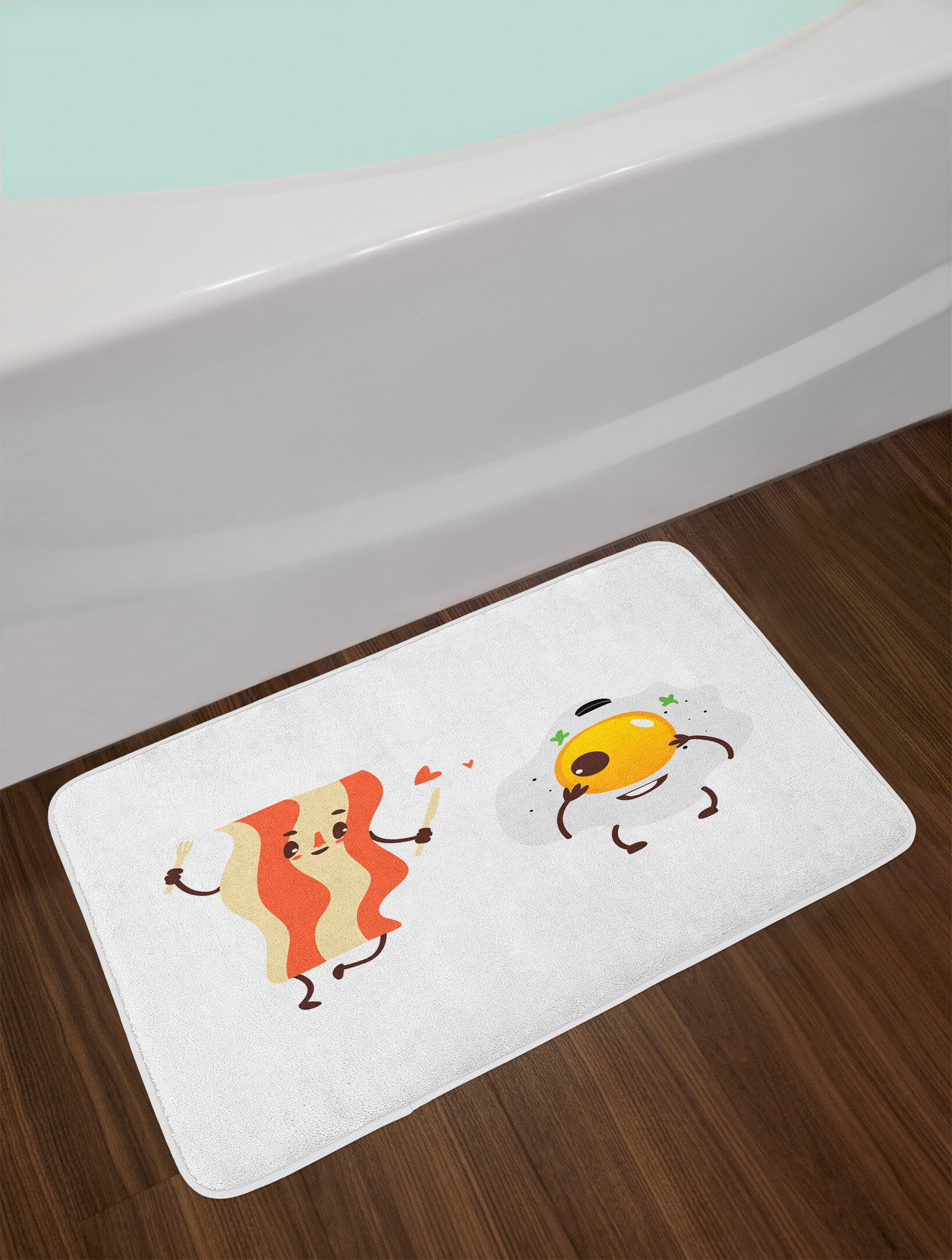 East Urban Home Bacon Plush Bath Mat, Funny Cartoon Characters, 30.2 ...