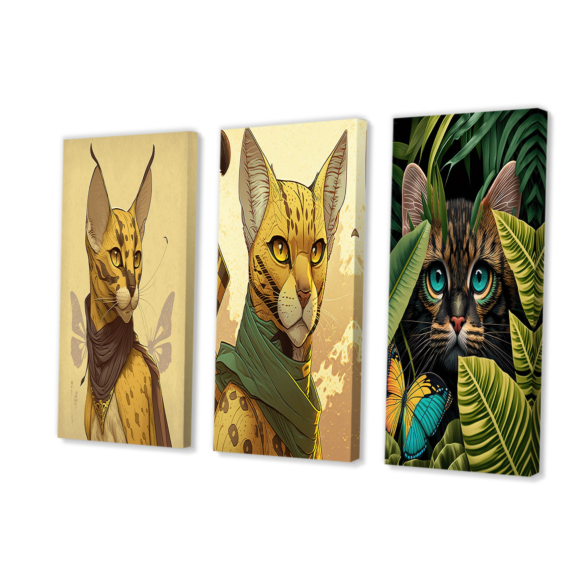 Bungalow Rose Yellow Wildcat Cartoon I On Canvas 3 Pieces Print ...