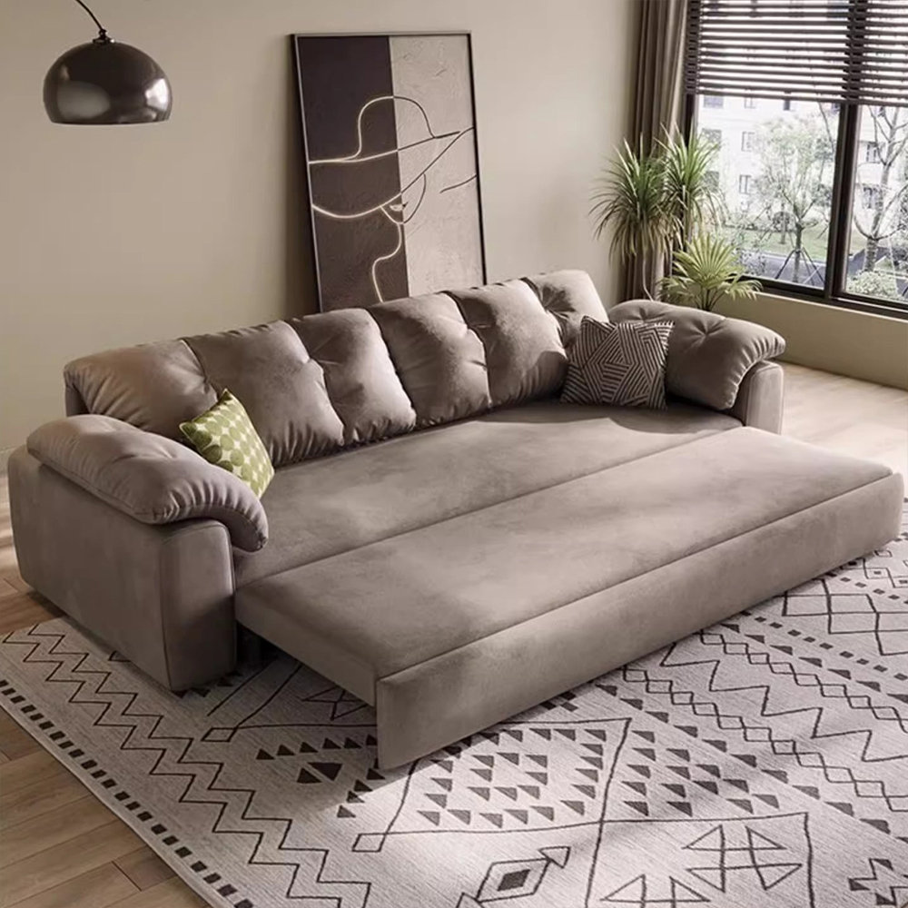 Hokku Designs The frosted coffee-colored sofa bed is foldable ...