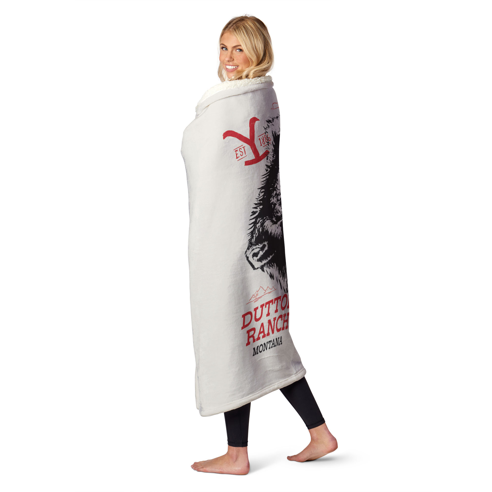 Northwest Paramount Yellowstone Bison Head Silk Touch Sherpa Throw ...