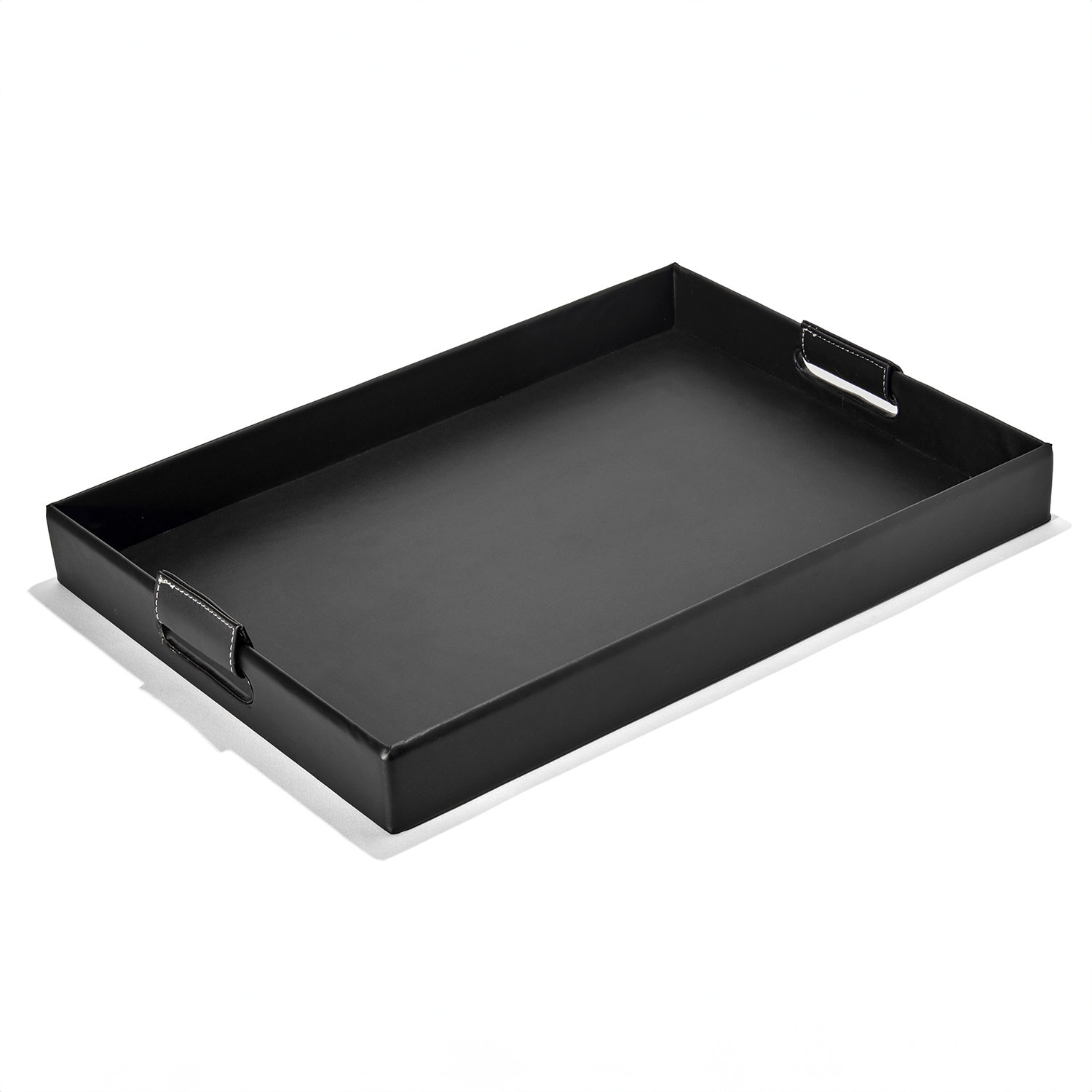 American Atelier Faux Leather Rectangular Tray With Handles | Wayfair