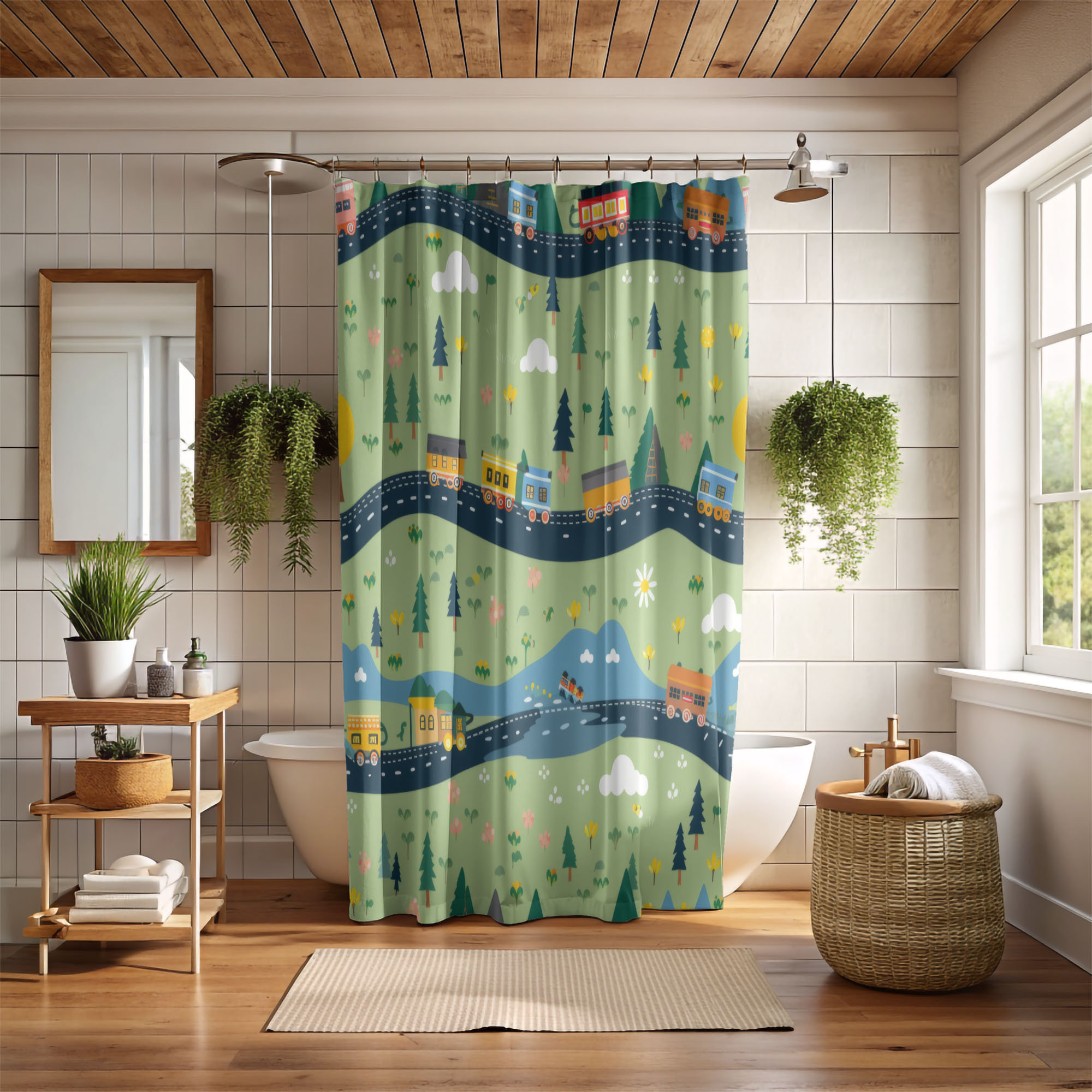 Bungalow Rose Spry Train - Premium Shower Curtain | Wayfair