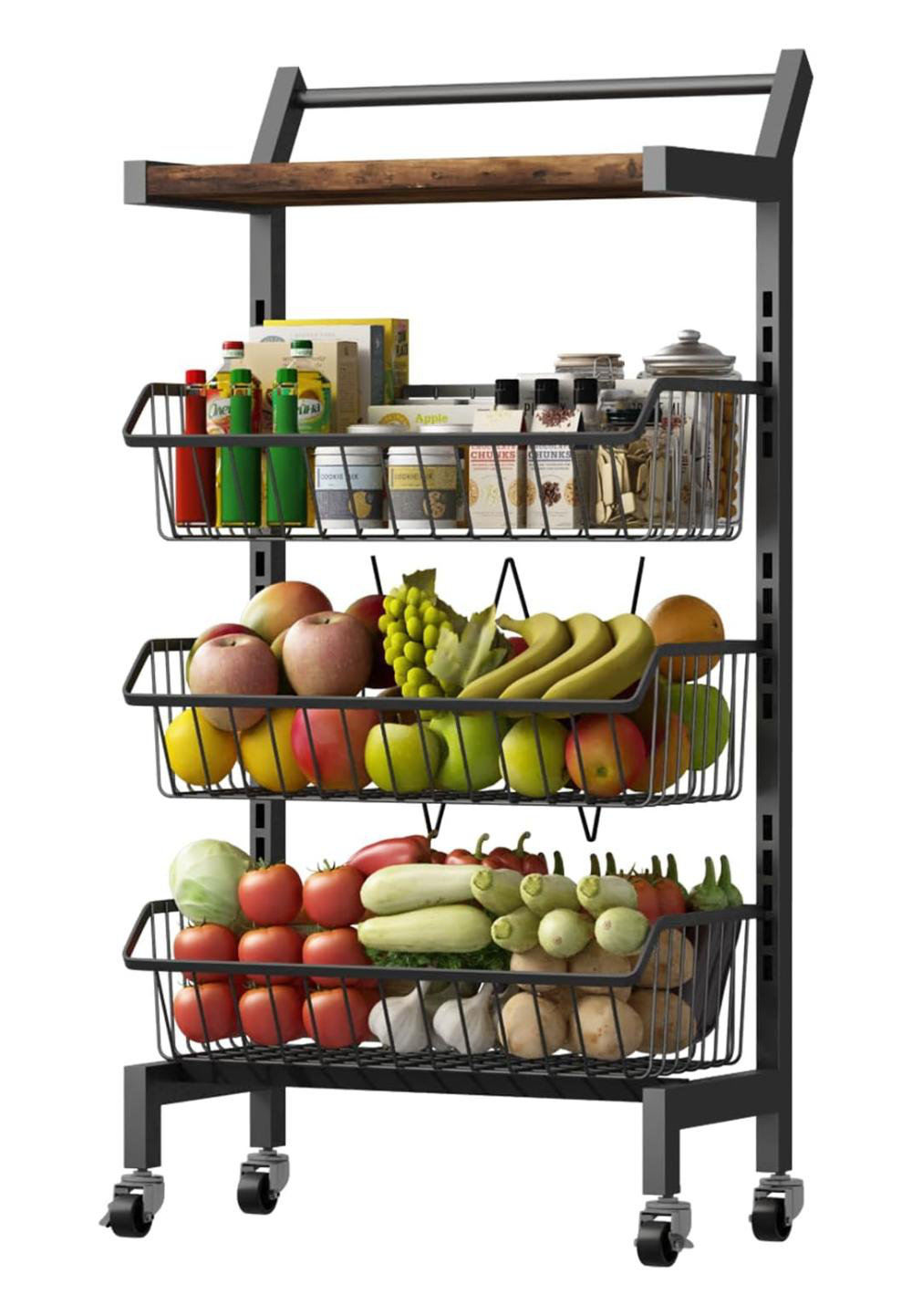 Elaine Mercure 4-Tier Rolling Utility Cart Fruit And Vegetable Storage ...