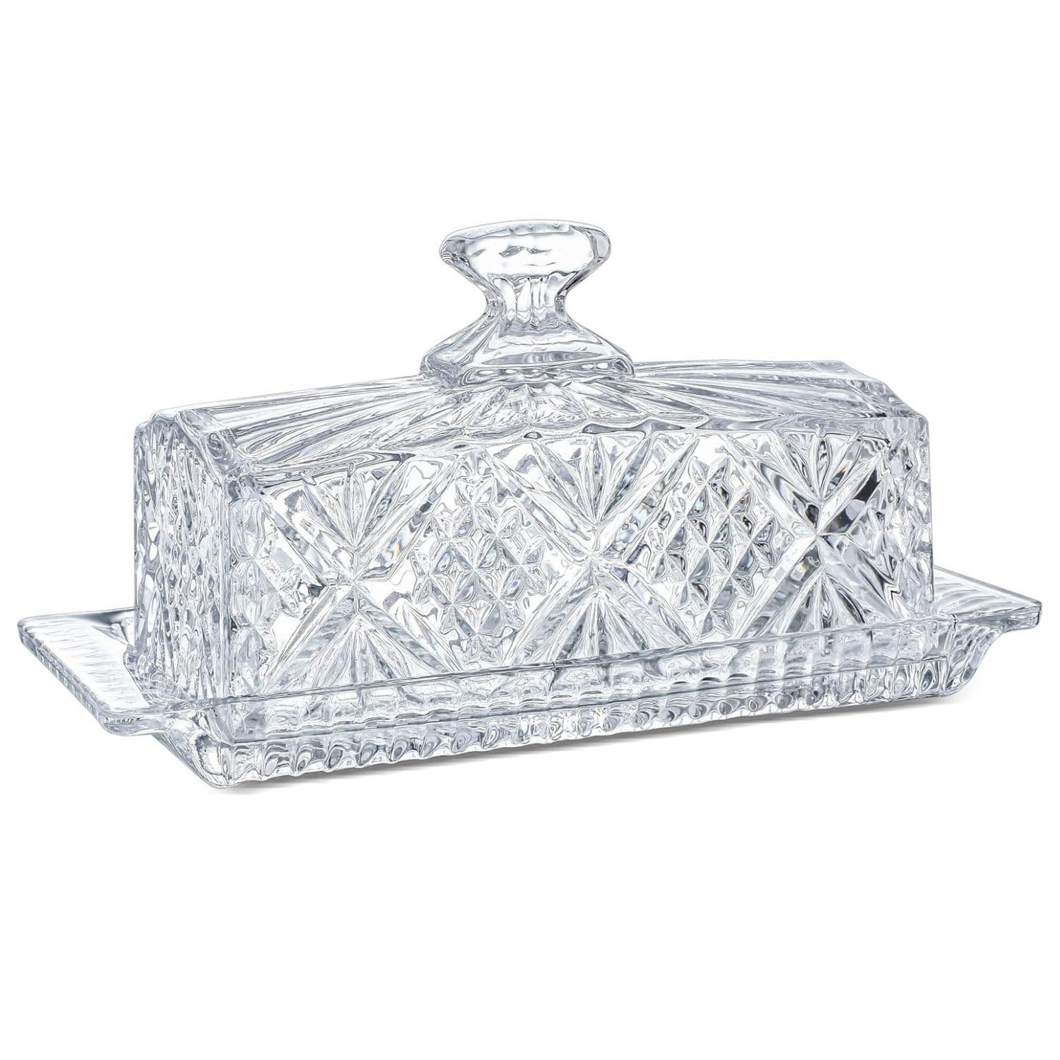 Astoria Grand Elegant 8-inch Crystal-Covered Glass Butter Dish | Wayfair