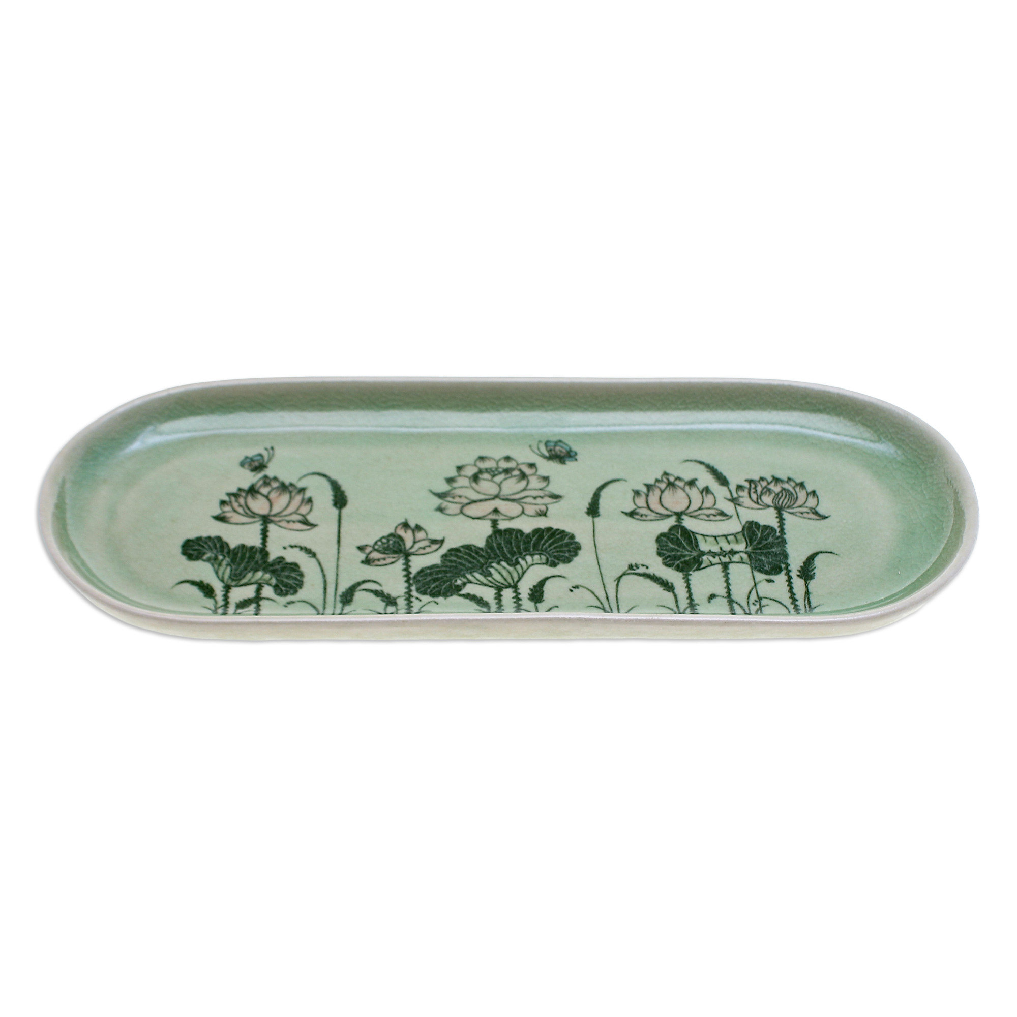 Wildon Home® Handmade Thai Lotus Celadon Ceramic Tray | Wayfair