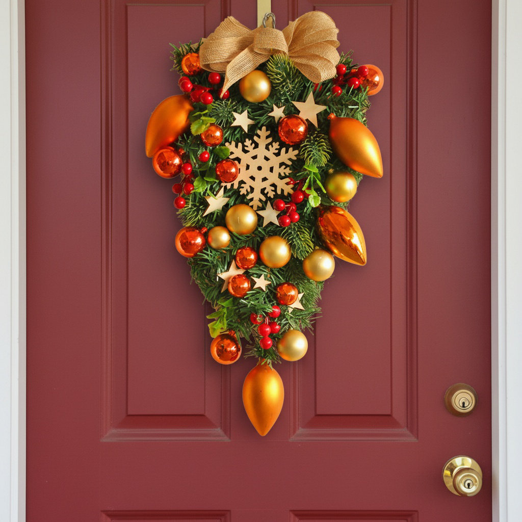 Fleur De Lis Living 50cm/19.68in Christmas Tree Toppers Garland Wreath ...