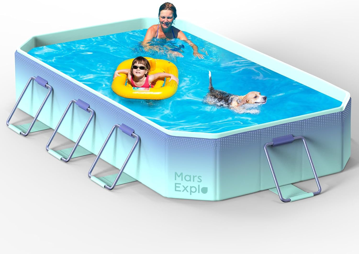CAPBOL Foldable Non-Inflatable Swimming Pool, with Metal Bracket ...