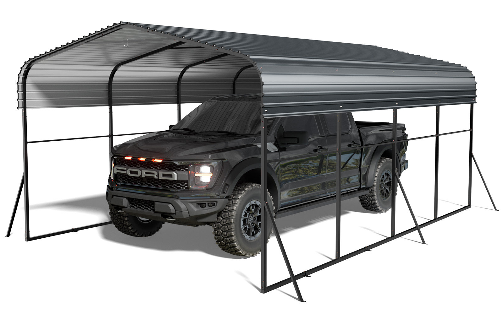 Arlmont & Co. Carport 12x20 Ft Metal Carport With Enhanced Base ...