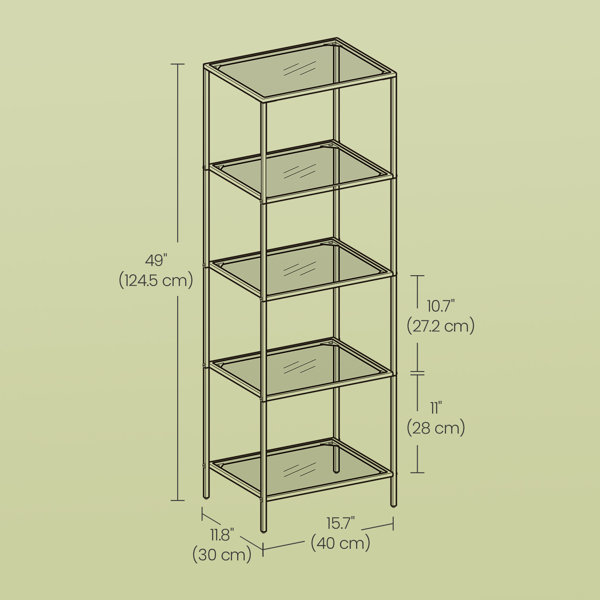 Ebern Designs Bookcase, 5-Tier Bookshelf, Slim Shelving Unit For ...