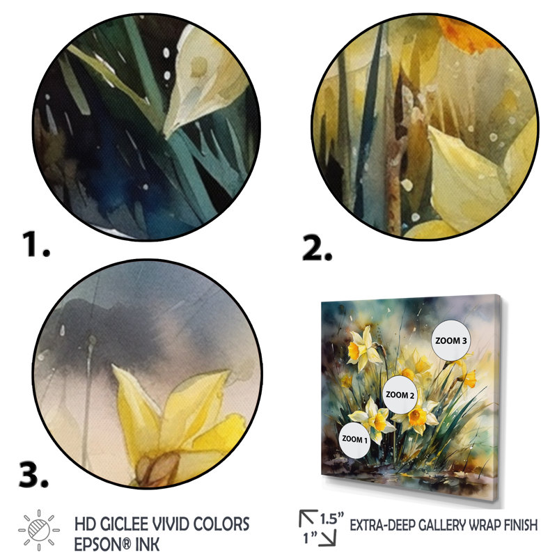 Red Barrel Studio® Roziya Daffodils Elegance II On Canvas Print | Wayfair