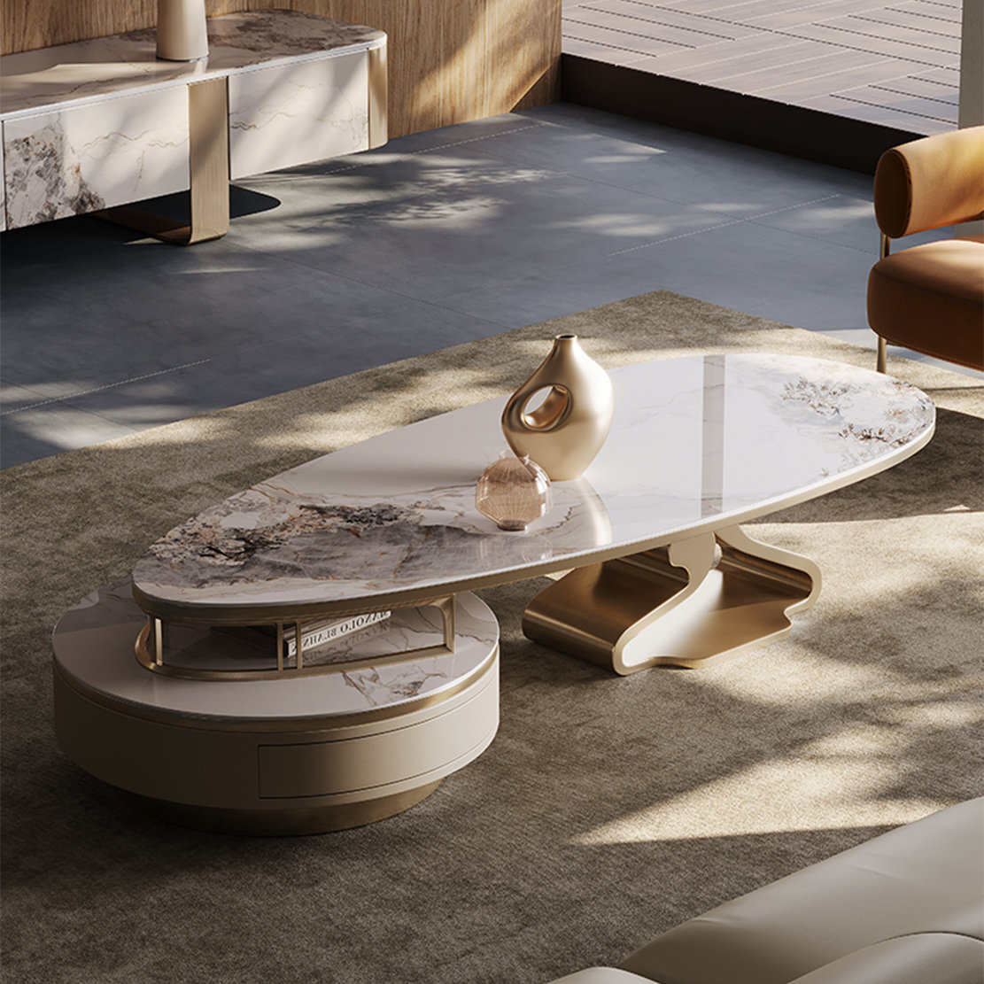 Mercer41 Modern minimalist granite slab coffee table | Wayfair