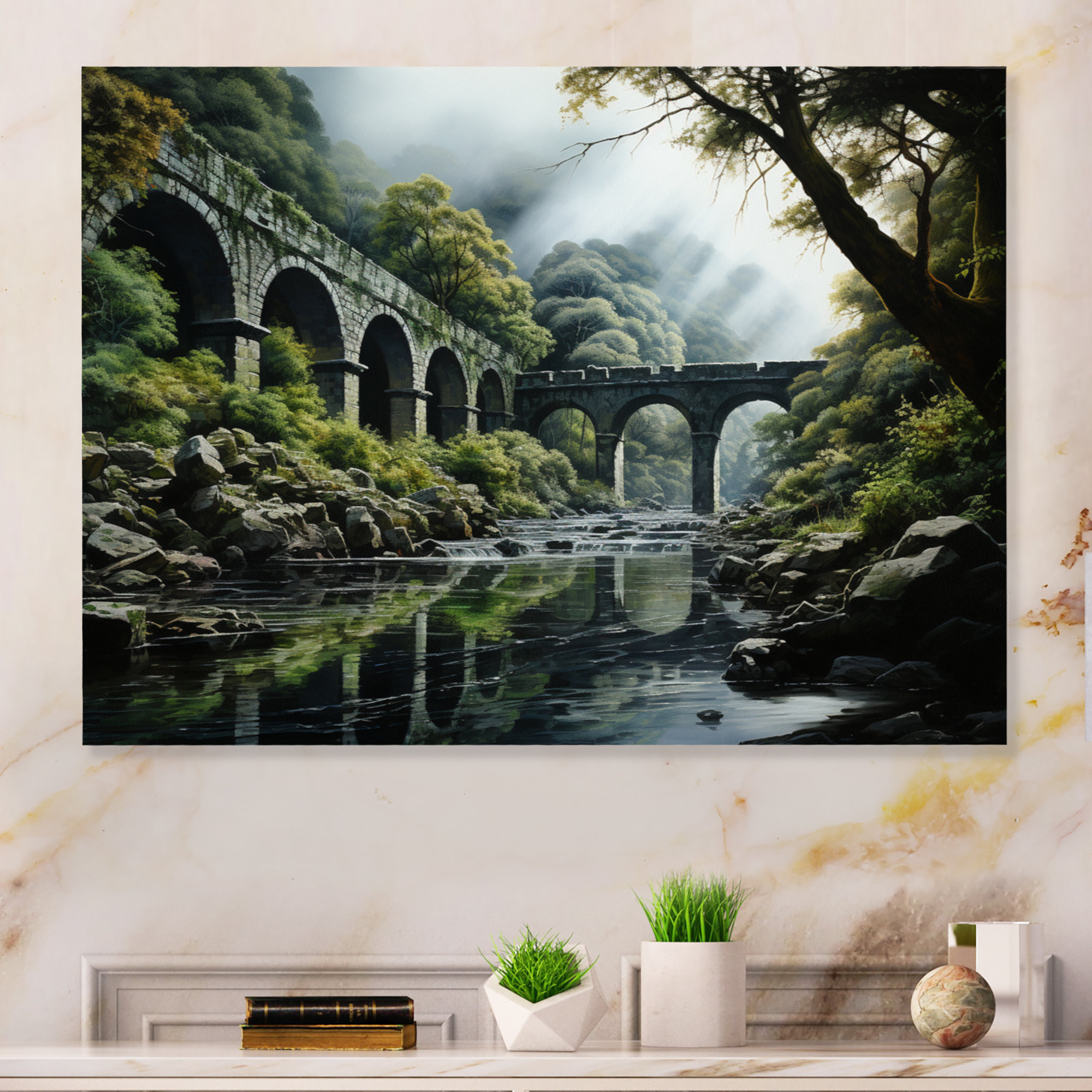 Millwood Pines Dam Serene Contemplation Pointillism - Dams Metal Art ...